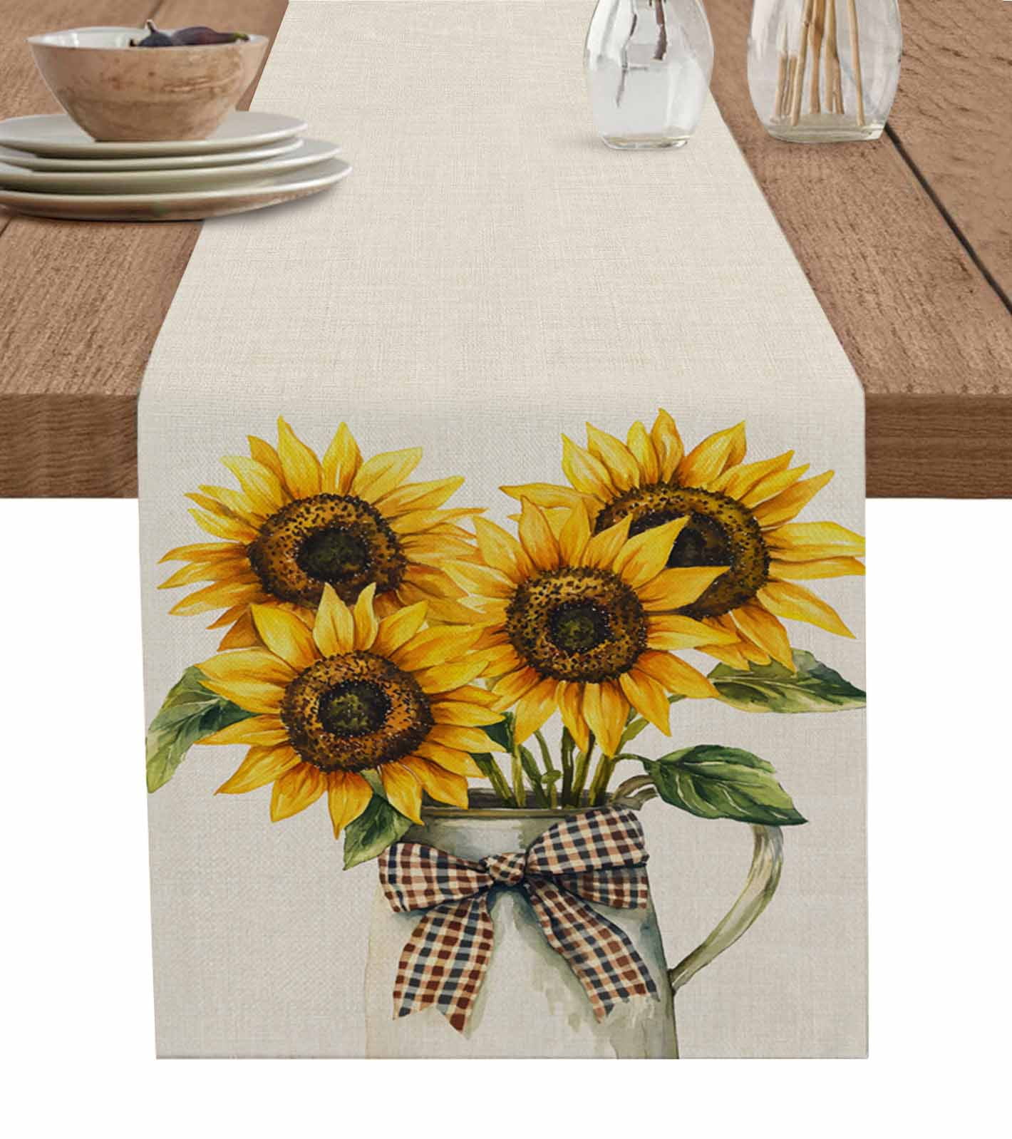 Boanket Sunflower Table Runner - 70 Inch Long, Kitchen Dining Table ...