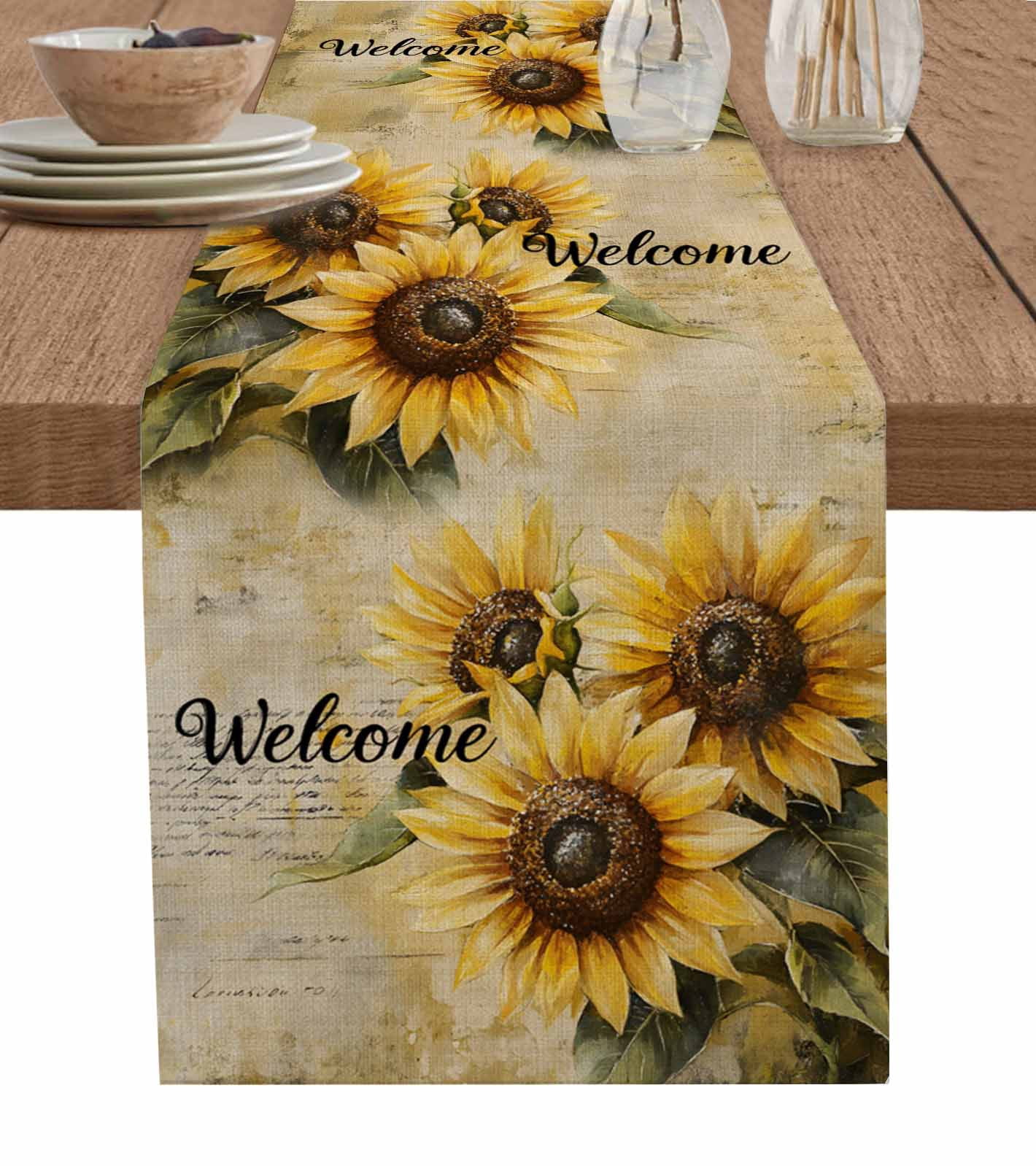 Boanket Sunflower Table Runner - 70 Inch Long, Kitchen Dining Table ...