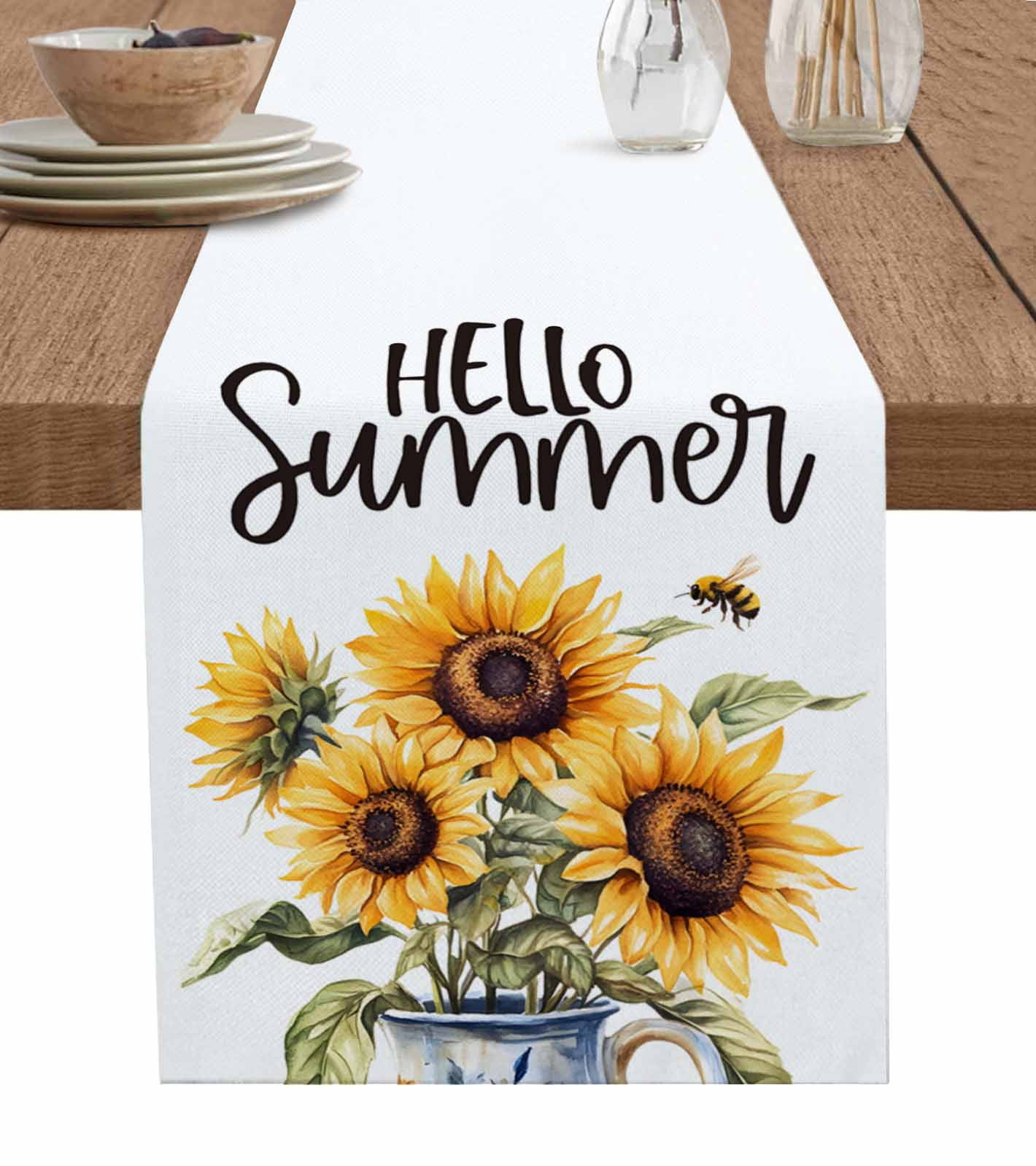 Boanket Sunflower Table Runner - 90 Inch Long, Kitchen Dining Table ...