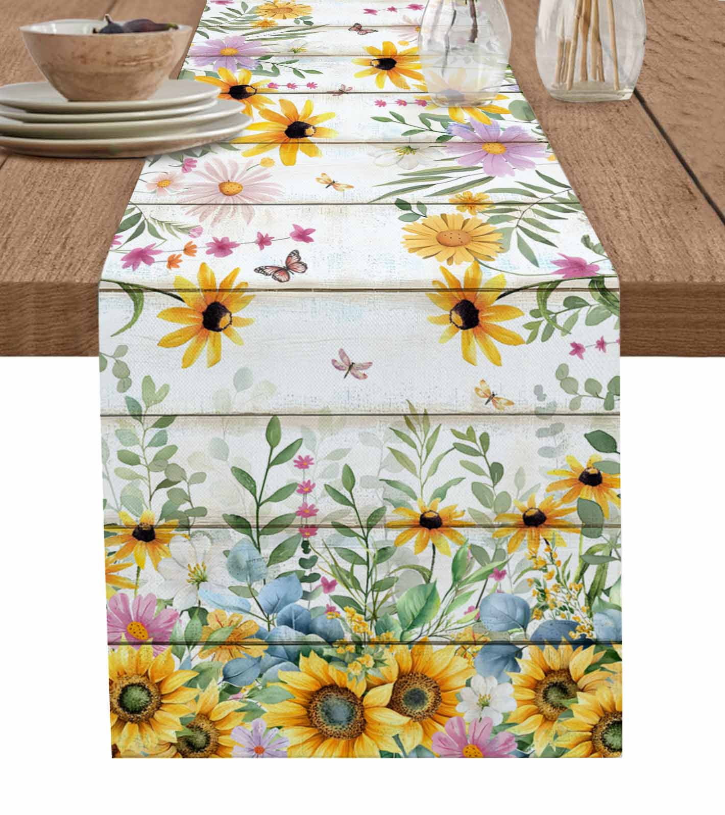 Boanket Sunflower Table Runner - 90 Inch Long, Kitchen Dining Table ...