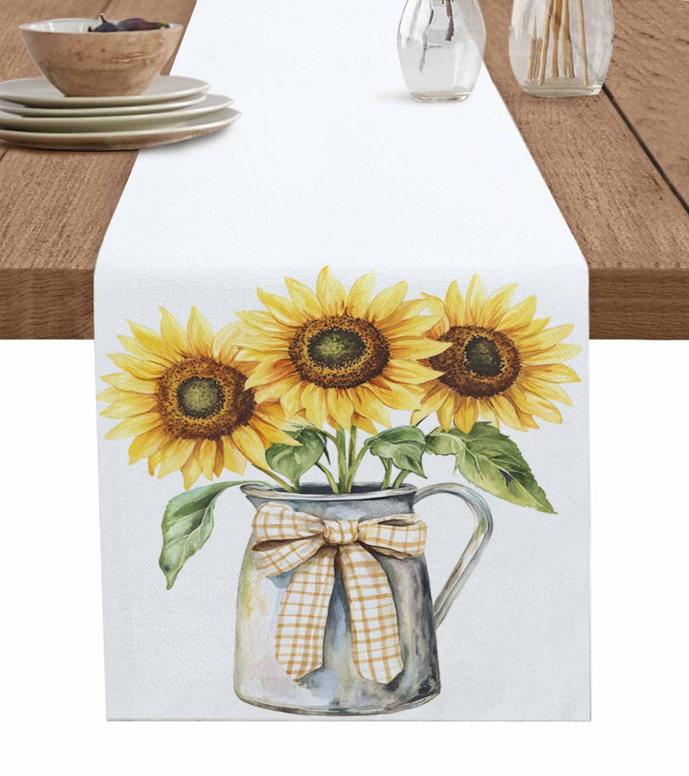 Boanket Sunflower Table Runner - 90 Inch Long, Kitchen Dining Table ...