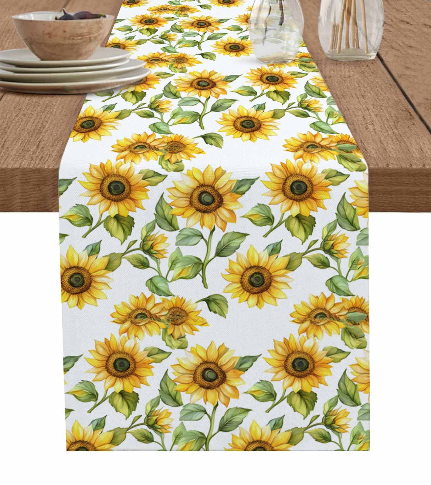 Boanket Sunflower Table Runner - 90 Inch Long, Kitchen Dining Table ...