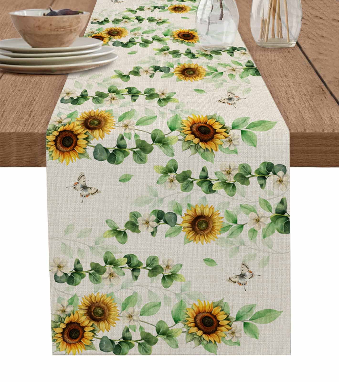 Boanket Sunflowers Butterfly Table Runner - 36 Inch Long, Kitchen ...