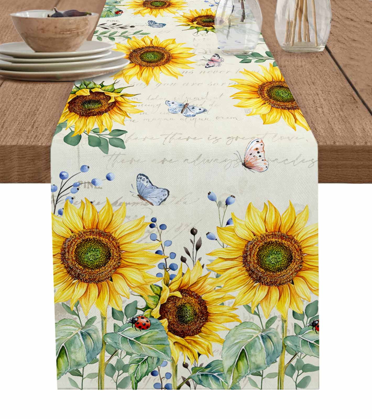 Boanket Sunflowers Table Runner - 70 Inch Long, Kitchen Dining Table Runner Dresser Scarves ...