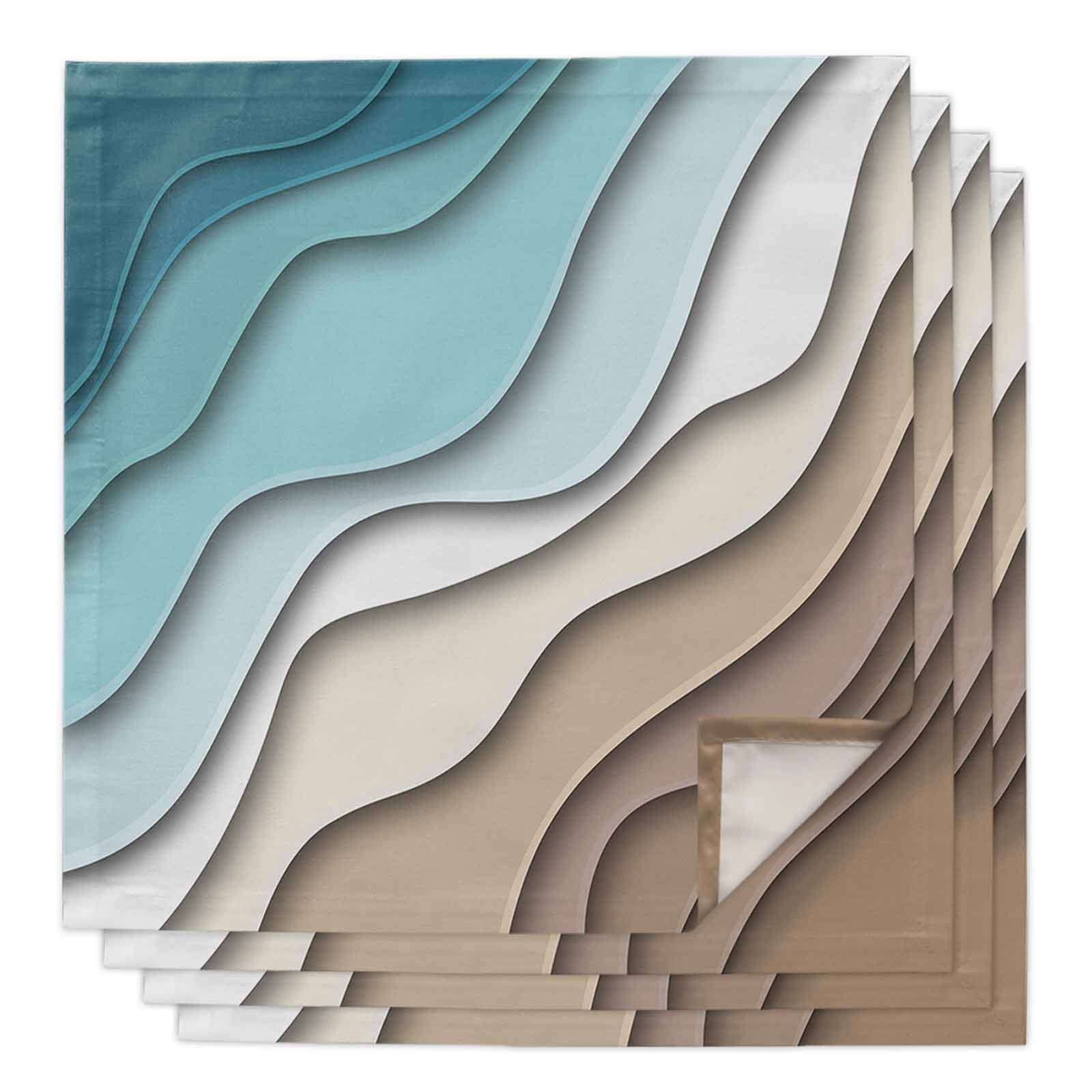 Boanket Teal Blue Ombre Cream Cloth Napkins Set of 4, Holiday Napkins ...