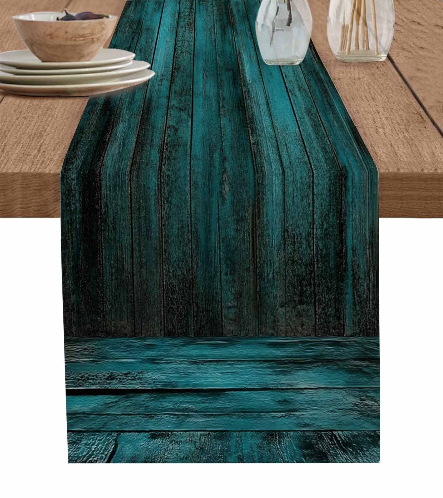 Boanket Teal Board Table Runner - 48 Inch Long, Kitchen Dining Table ...