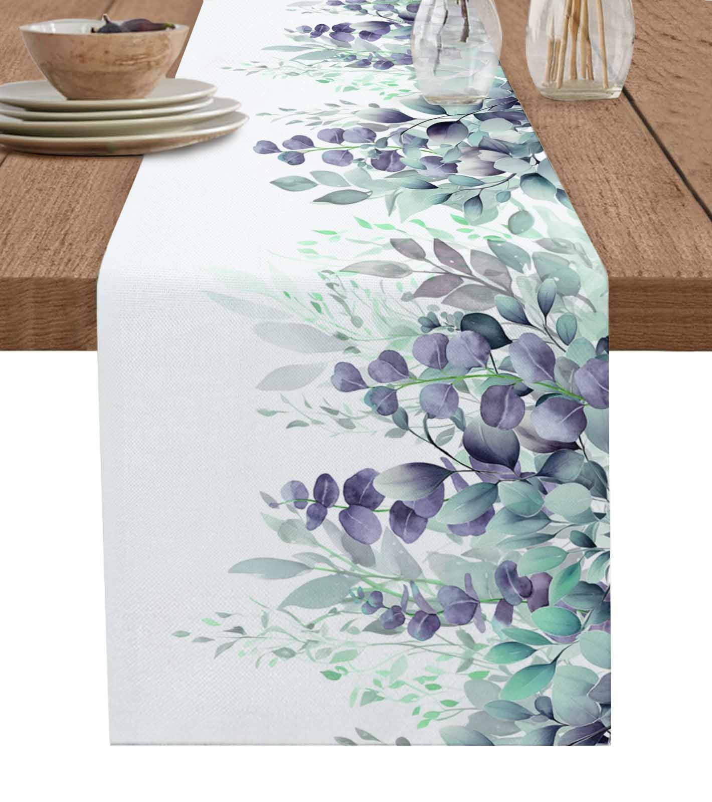 Boanket Teal Eucalyptus, Table Runner - 108 Inch Long, Kitchen Dining ...