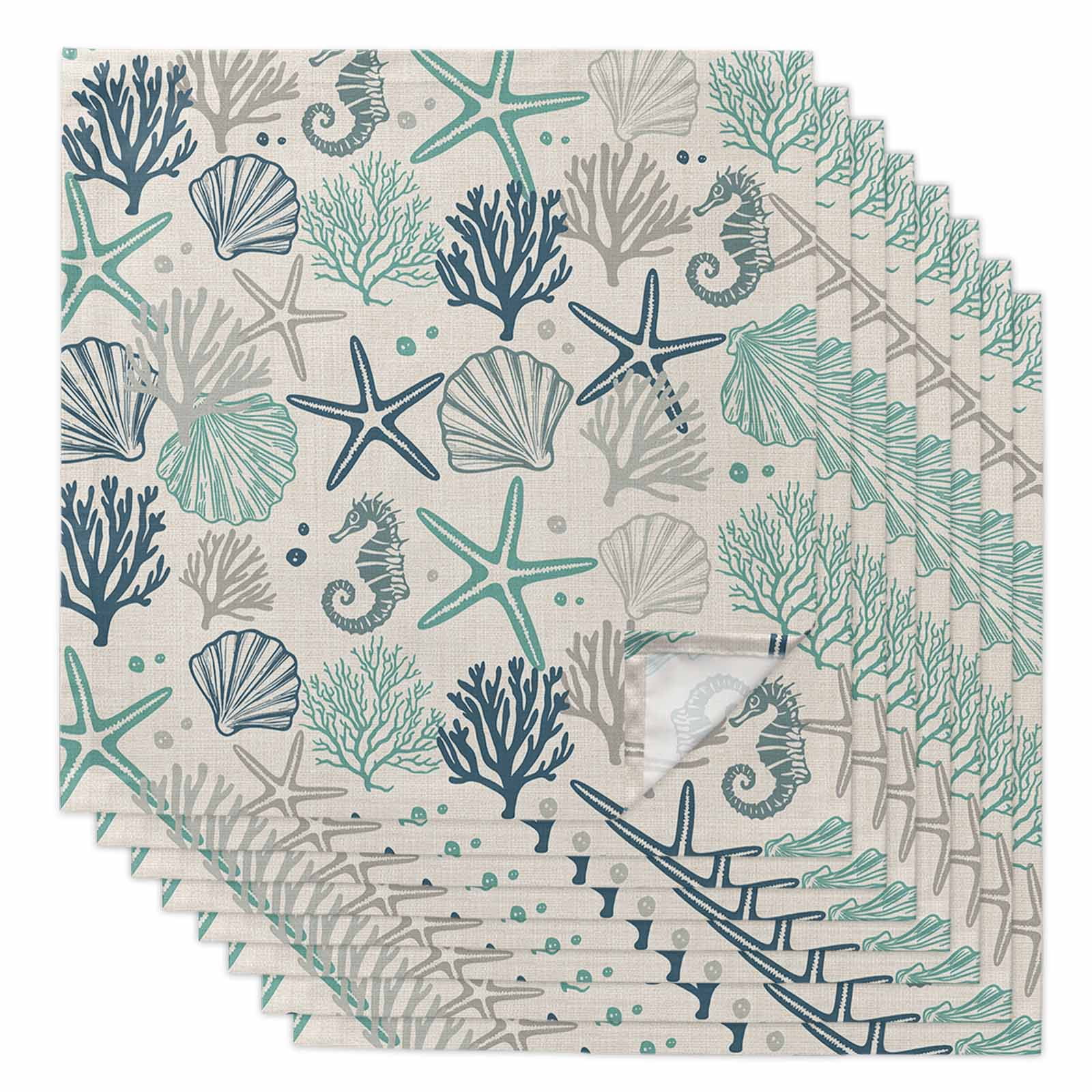 Boanket Teal Green Ocean Cloth Napkins Set of 8, Holiday Napkins for ...