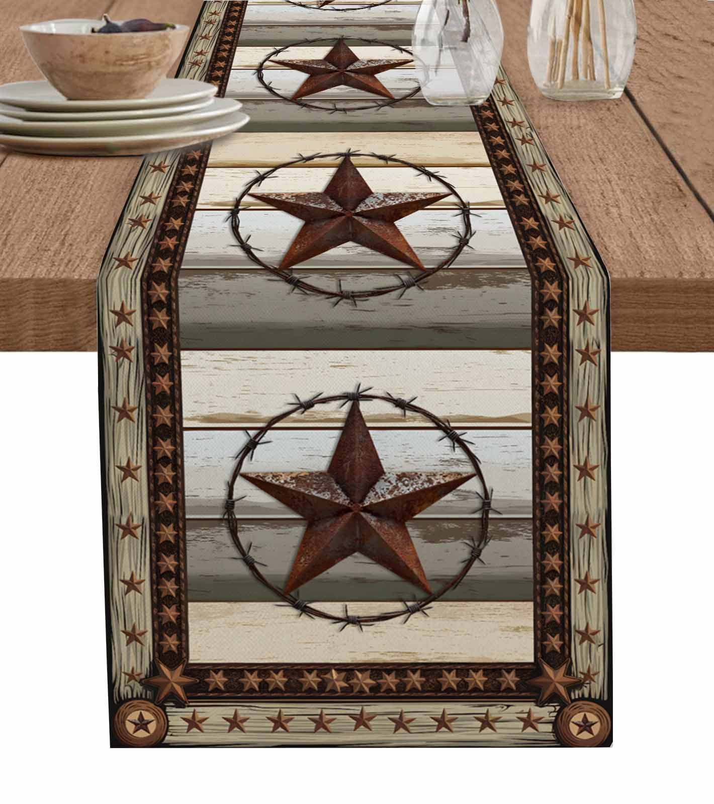 Boanket Texas Star Farm Table Runner - 120 Inch Long, Kitchen Dining ...