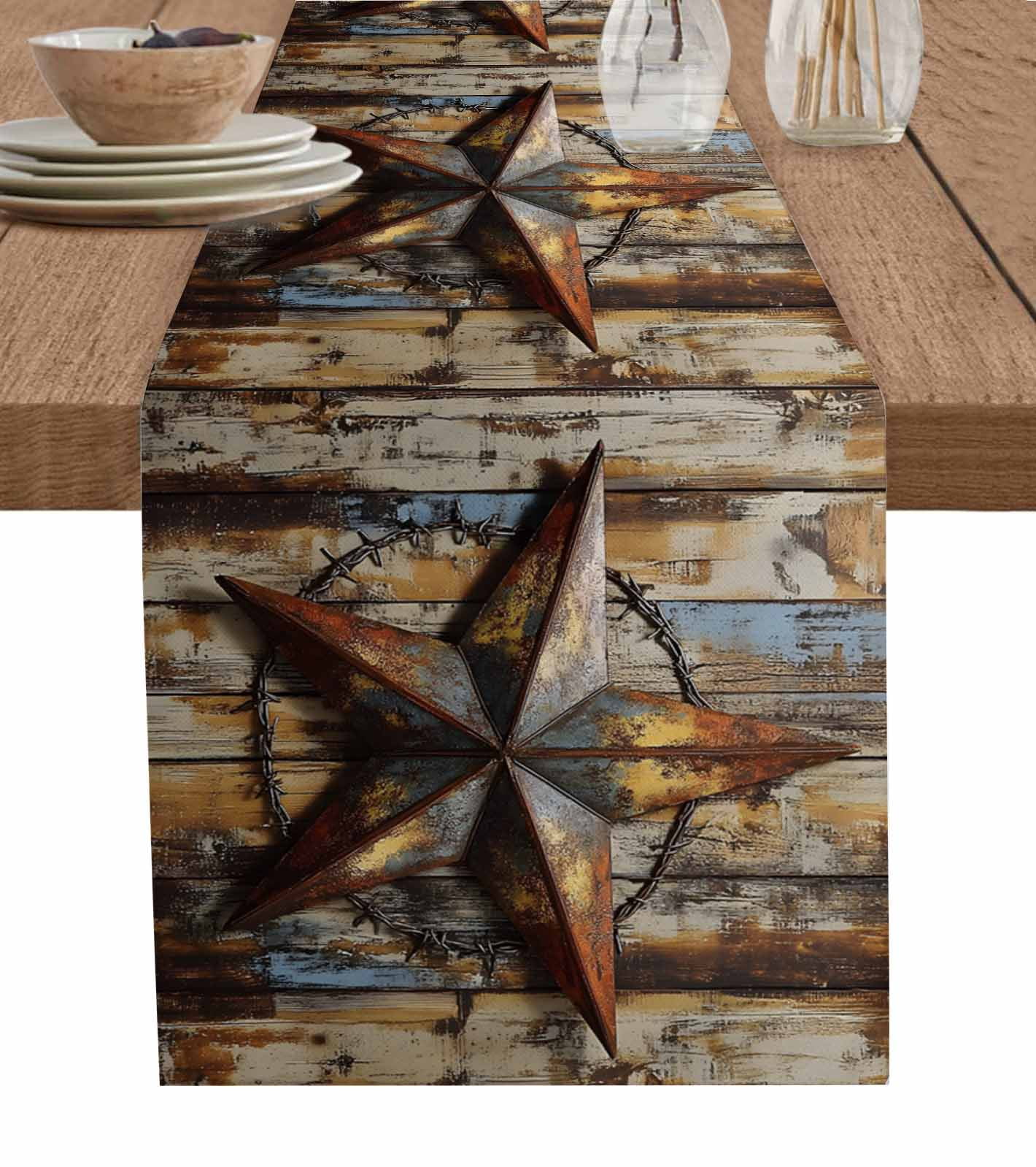 Boanket Texas Star Retro Table Runner - 48 Inch Long, Kitchen Dining ...