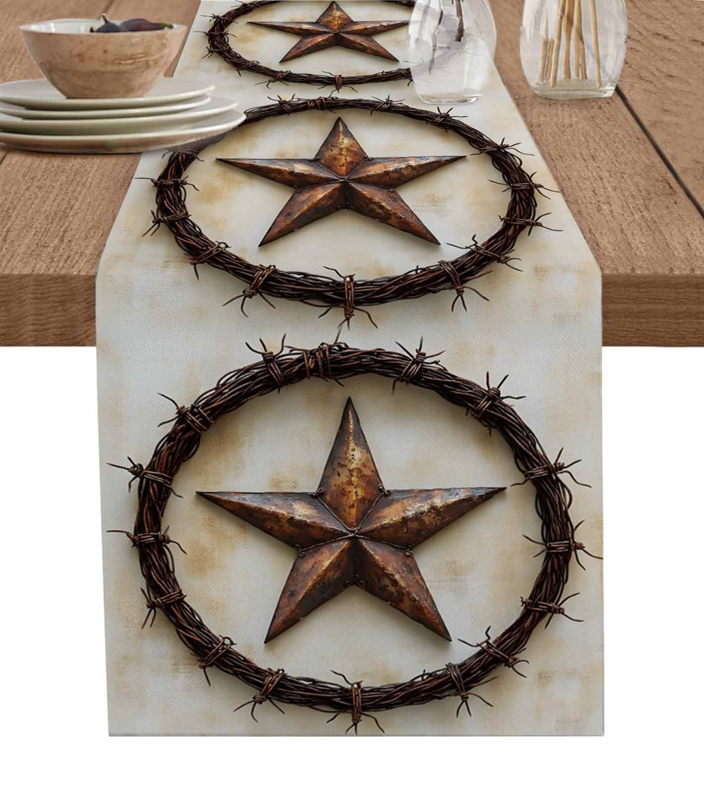 Boanket Texas Star Rustic Table Runner - 48 Inch Long, Kitchen Dining Table Runner Dresser ...