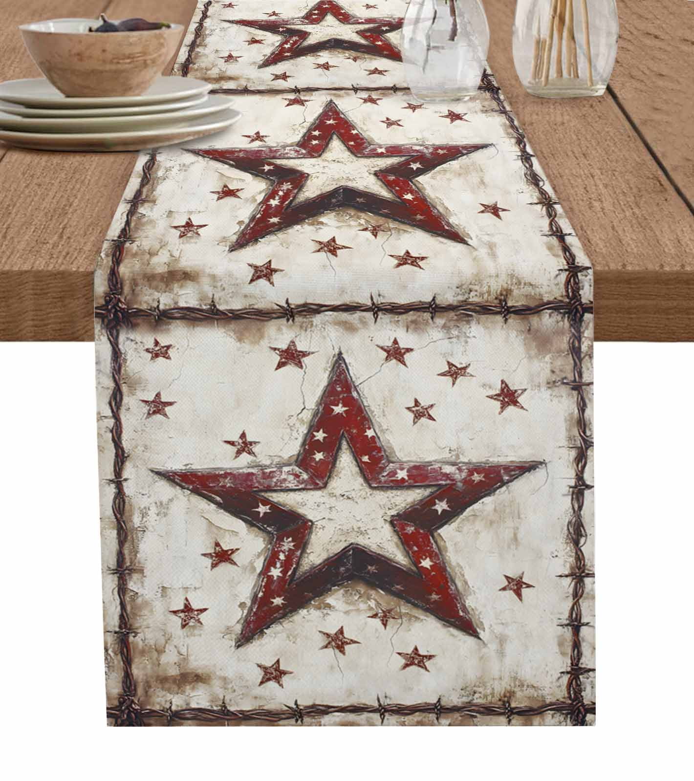 Boanket Texas Star Western Table Runner - 120 Inch Long, Kitchen Dining ...