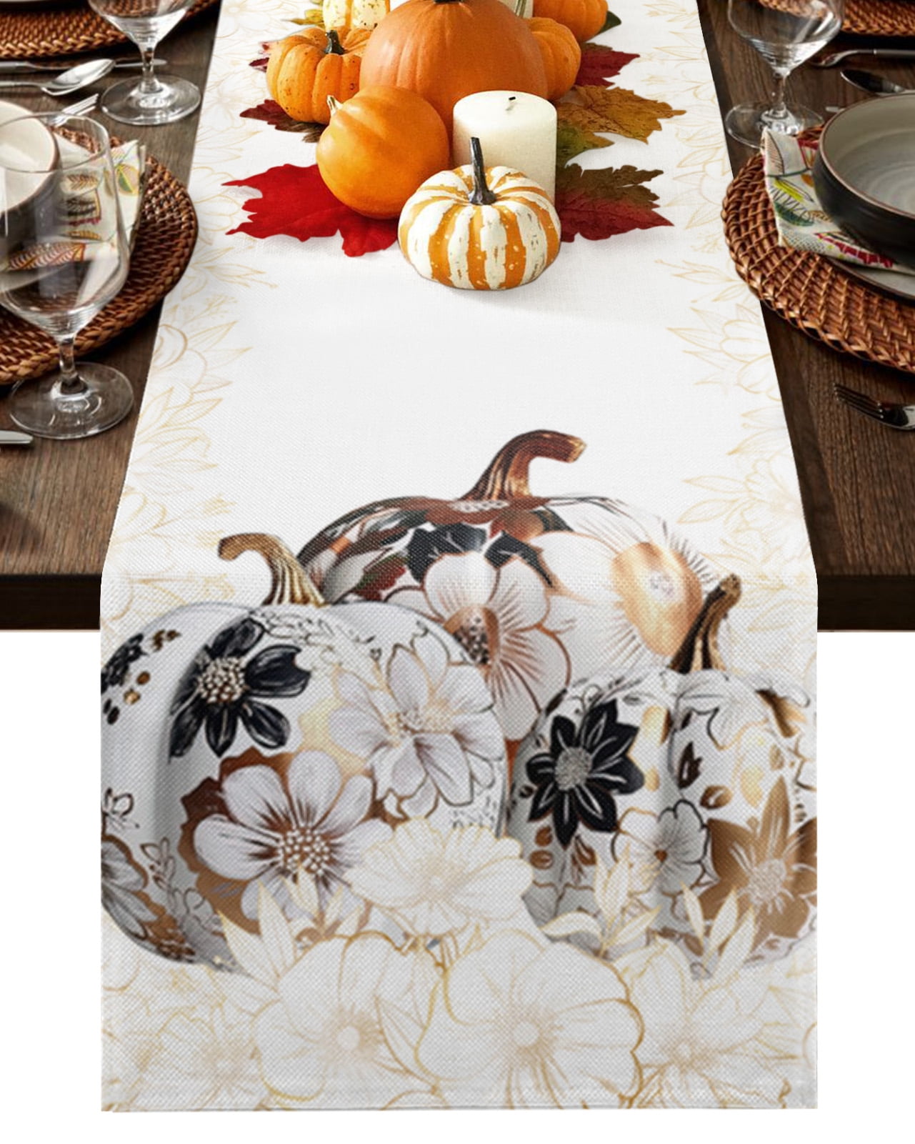 Boanket Thanksgiving Fall Table Runner - 90 Inch Long, Kitchen Dining ...