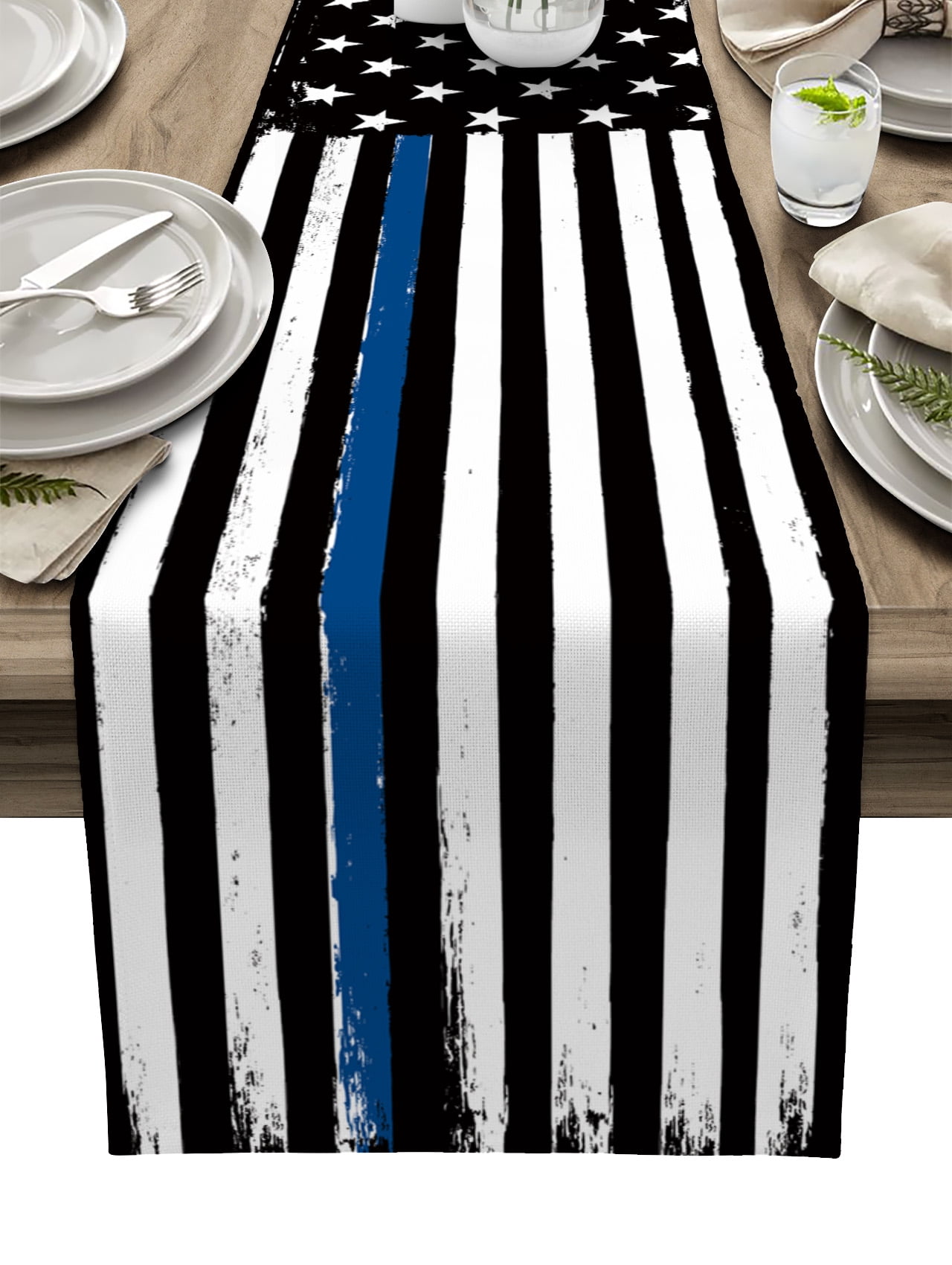 Boanket Thin Blue Line American Flag Table Runner - 60 Inch Long ...