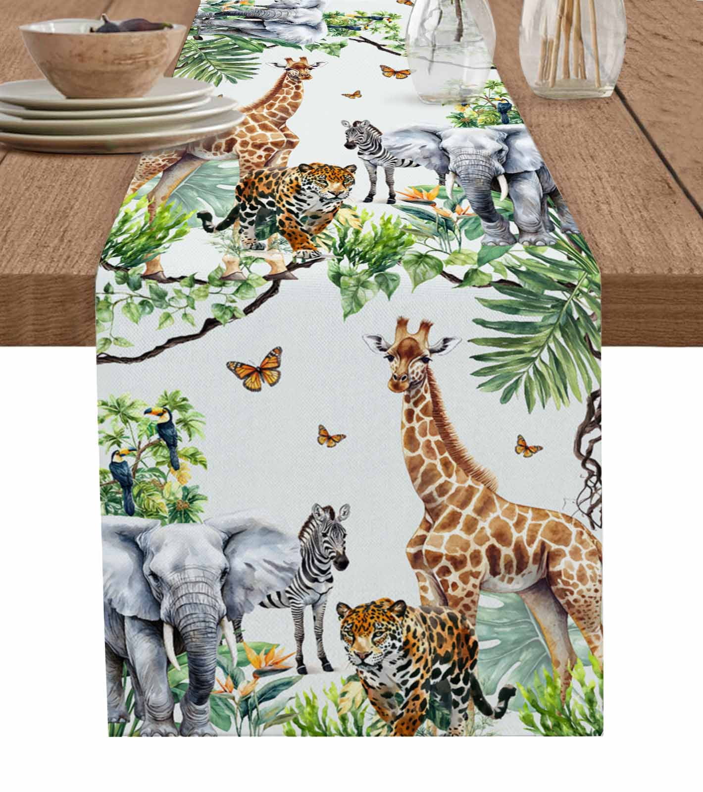 Boanket Tropical Animals Table Runner - 120 Inch Long, Kitchen Dining ...