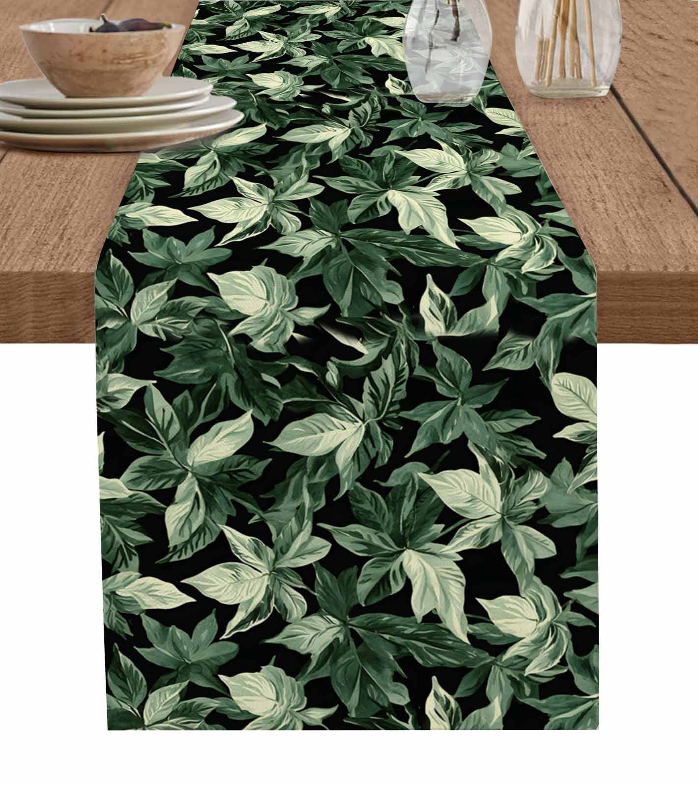 Boanket Tropical Leaf Table Runner - 48 Inch Long, Kitchen Dining Table ...