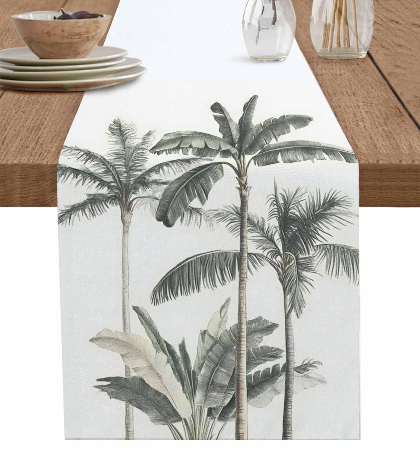 Boanket Tropical Palm Tree Table Runner - 72 Inch Long, Kitchen Dining ...
