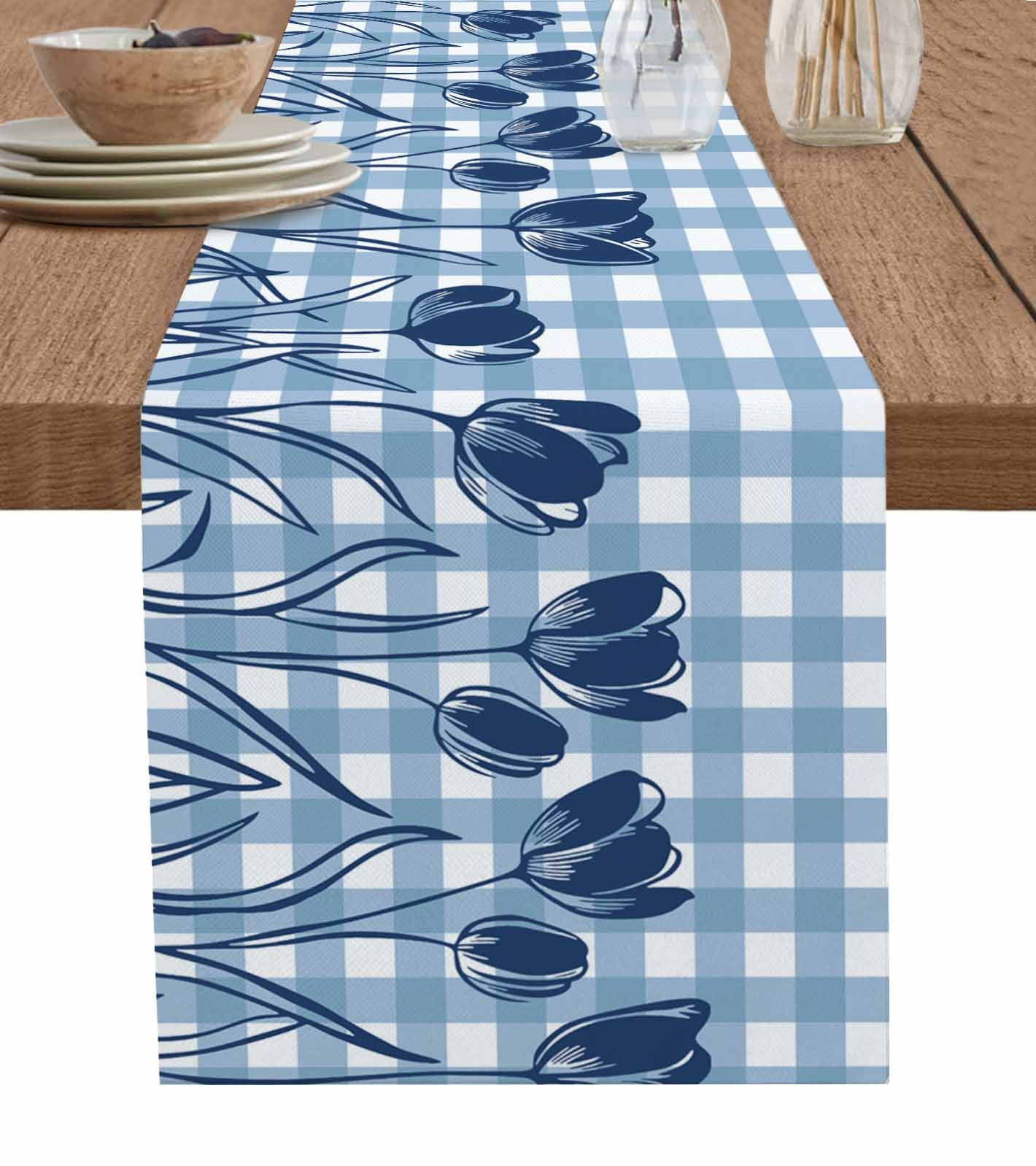 Boanket Tulip Flowers Table Runner - 48 Inch Long, Kitchen Dining Table ...