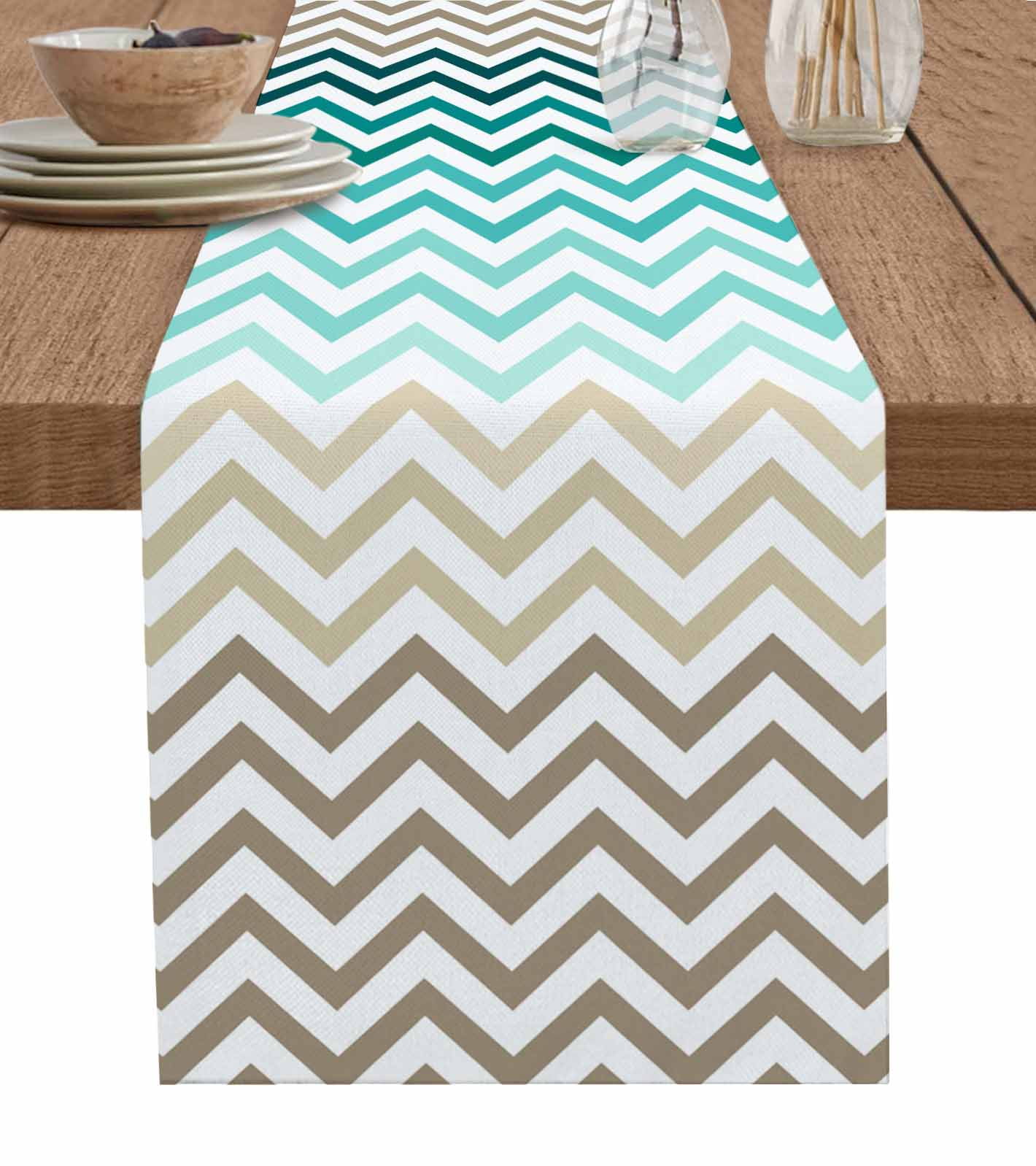 Boanket Turquoise Brown Table Runner - 72 Inch Long, Kitchen Dining ...