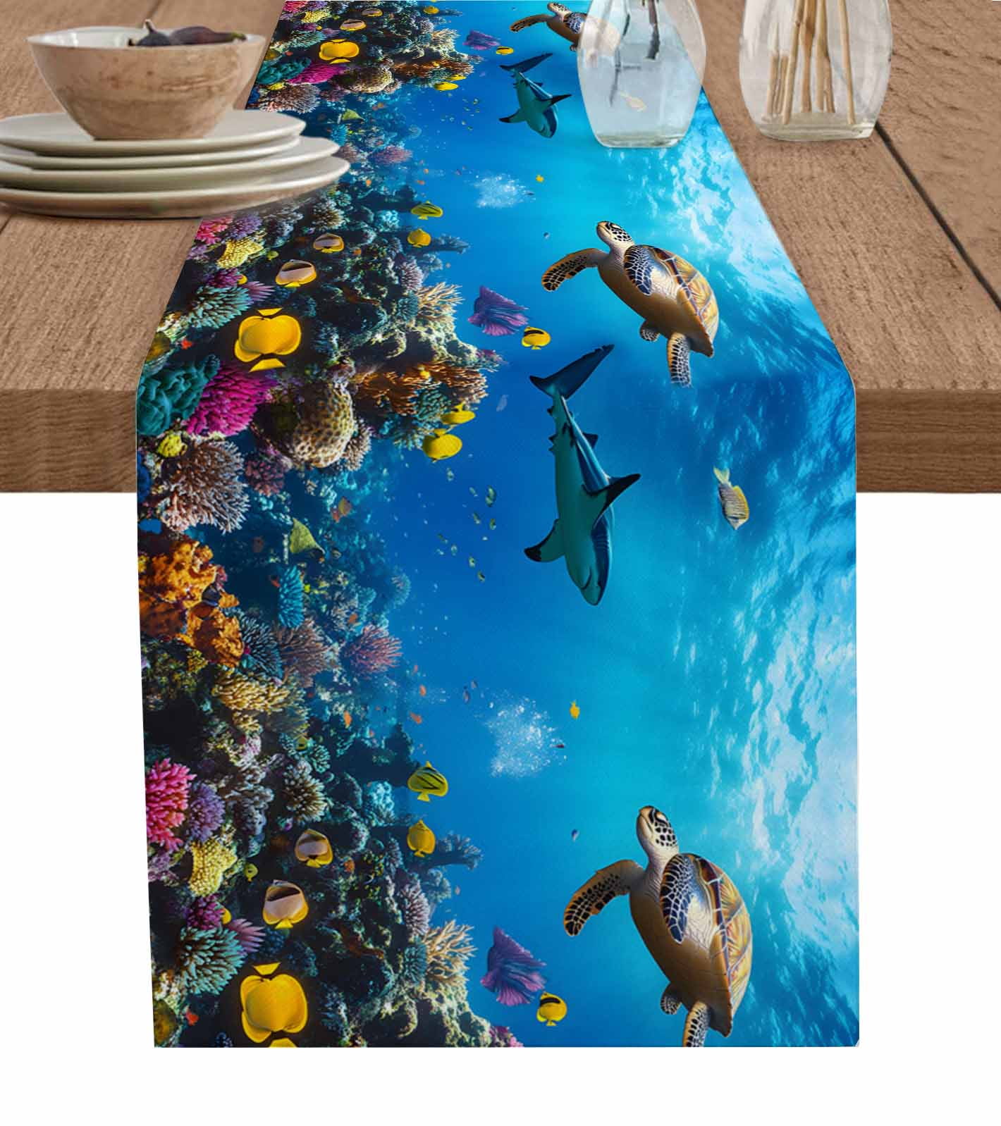 Boanket Turtle Table Runner - 120 Inch Long, Kitchen Dining Table ...