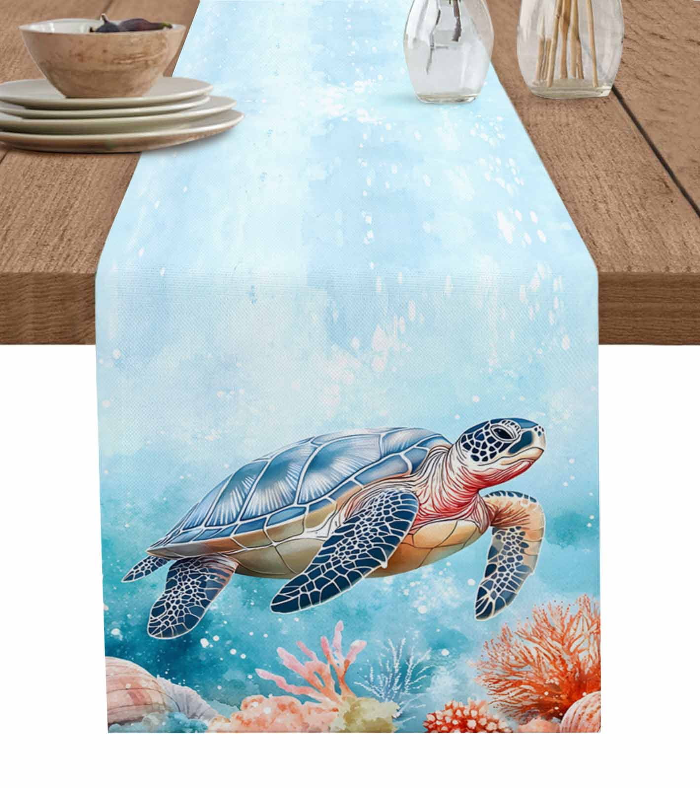 Boanket Turtle Table Runner - 120 Inch Long, Kitchen Dining Table ...