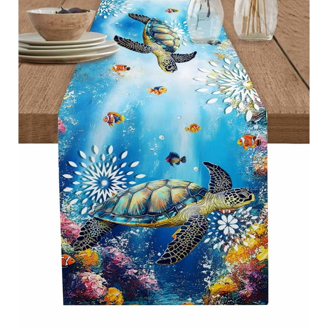 Boanket Turtle Table Runner - 70 Inch Long, Kitchen Dining Table Runner ...