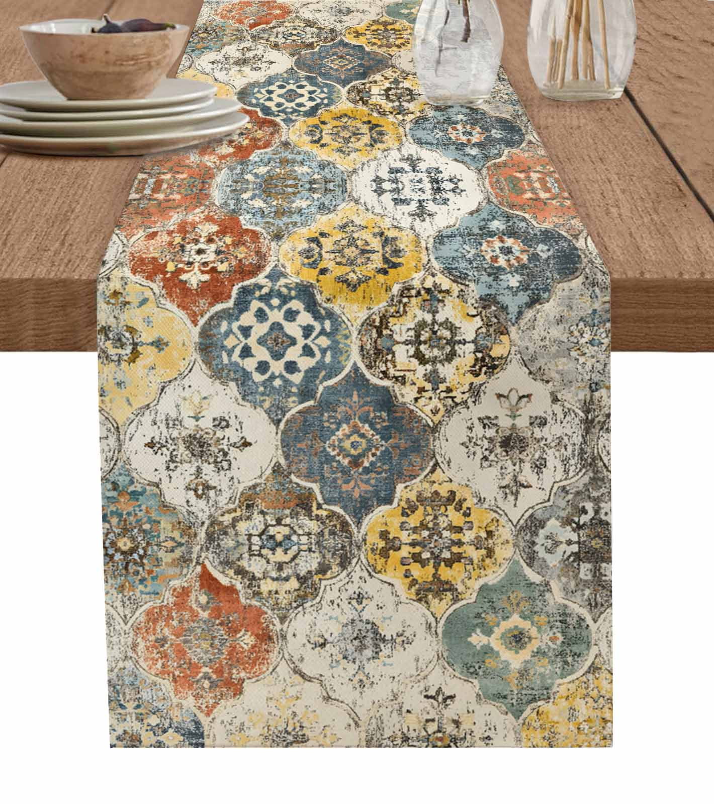 Boanket Vintage Boho Table Runner - 72 Inch Long, Kitchen Dining Table ...