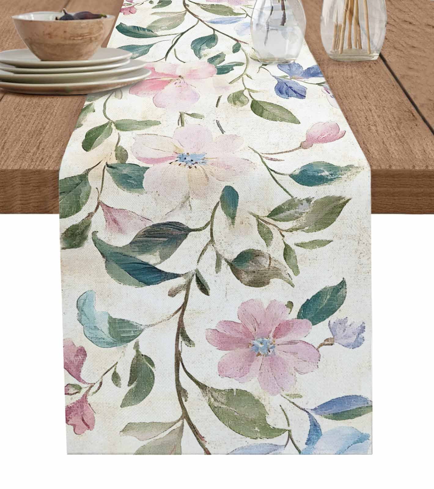 Boanket Vintage Botanical Table Runner - 120 Inch Long, Kitchen Dining ...