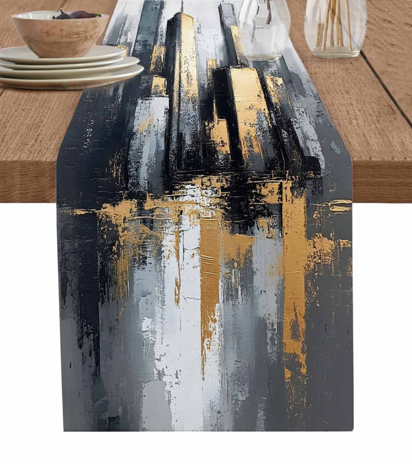 Boanket Vintage Building Table Runner - 72 Inch Long, Kitchen Dining ...