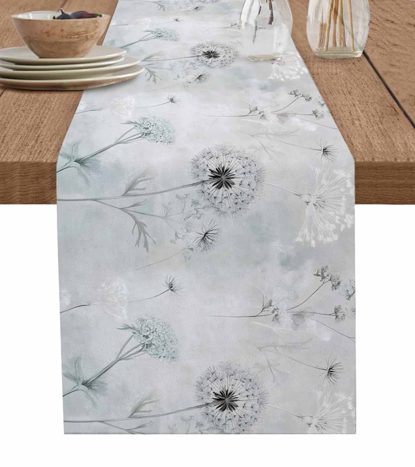 Boanket Vintage Dandelion Table Runner - 70 Inch Long, Kitchen Dining ...