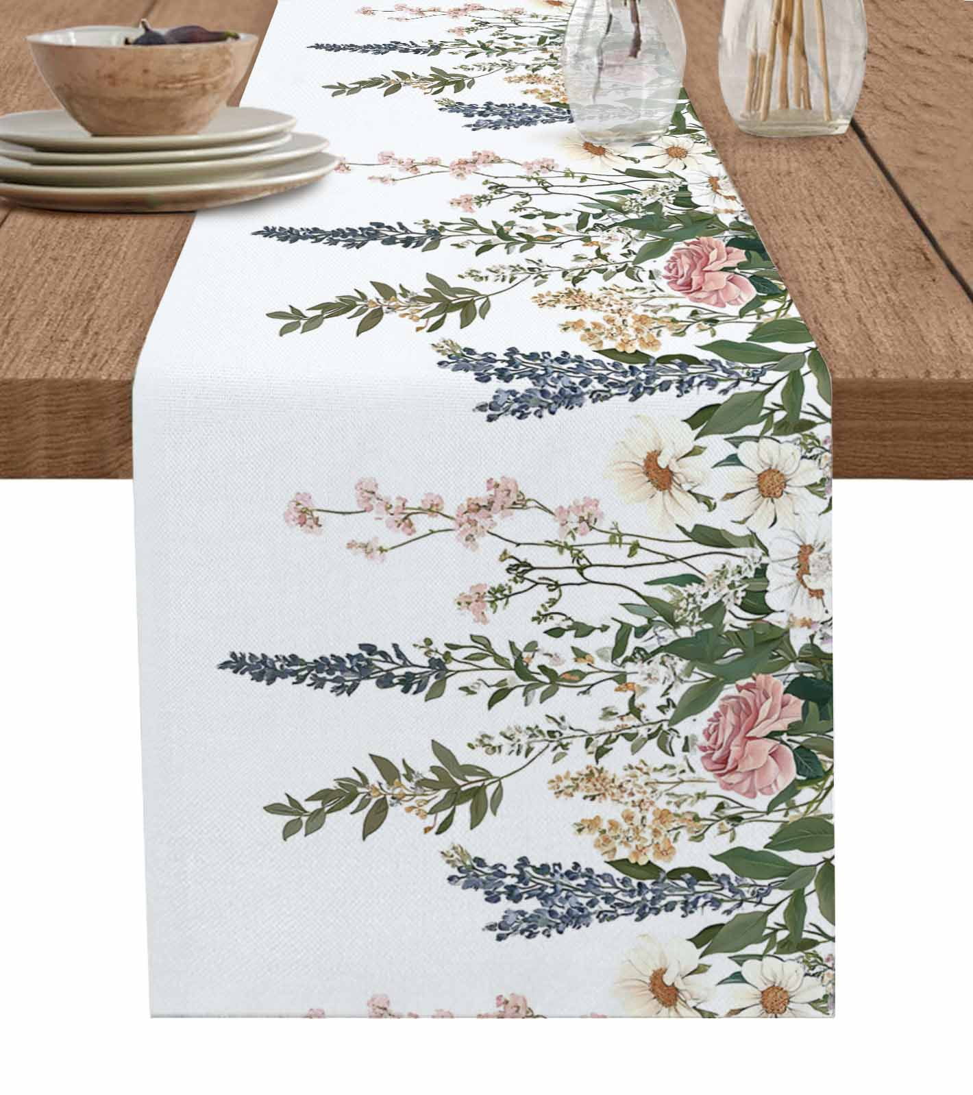 Boanket Vintage Eucalyptus Table Runner - 60 Inch Long, Kitchen Dining ...