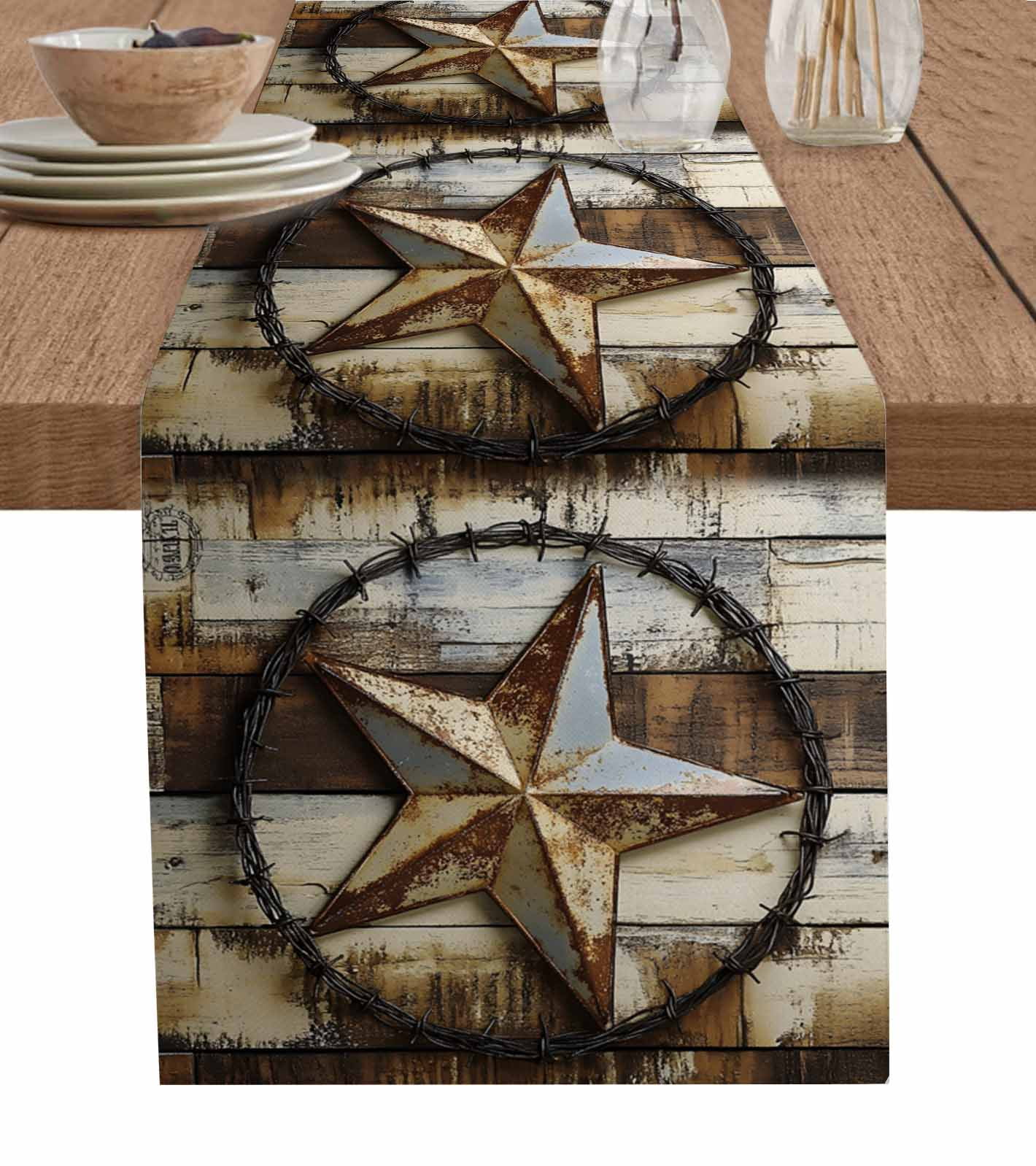 Boanket Vintage Farmhouse Table Runner - 60 Inch Long, Kitchen Dining ...