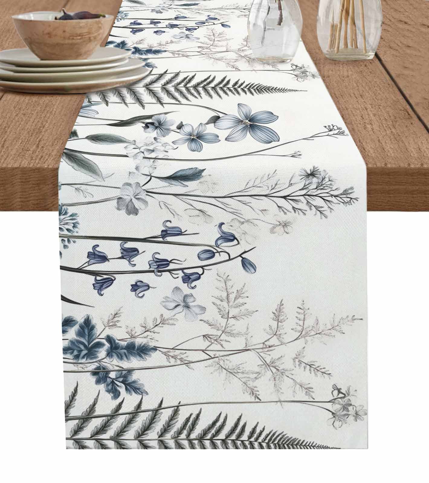 Boanket Vintage Floral Botanical Table Runner - 72 Inch Long, Kitchen ...