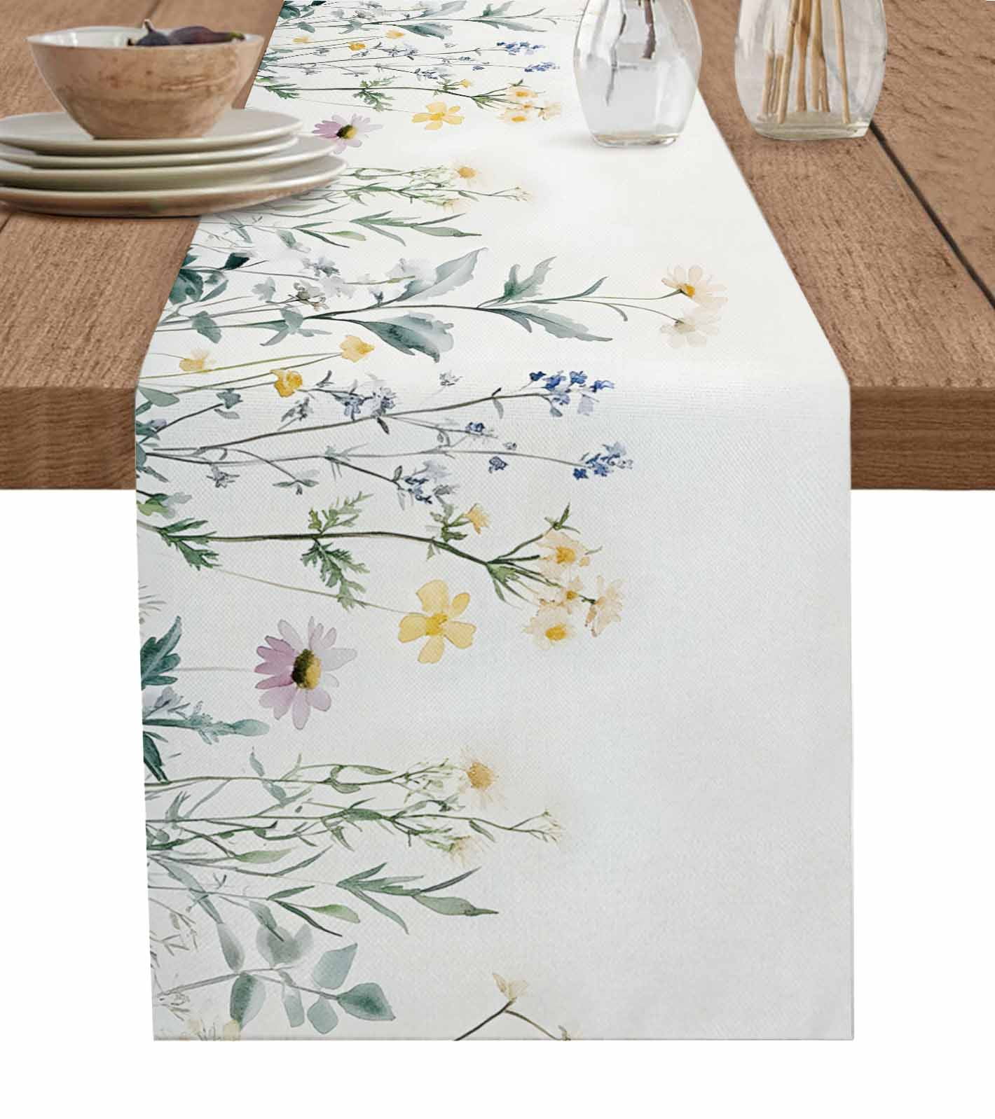 Boanket Vintage Floral Table Runner - 90 Inch Long, Kitchen Dining ...