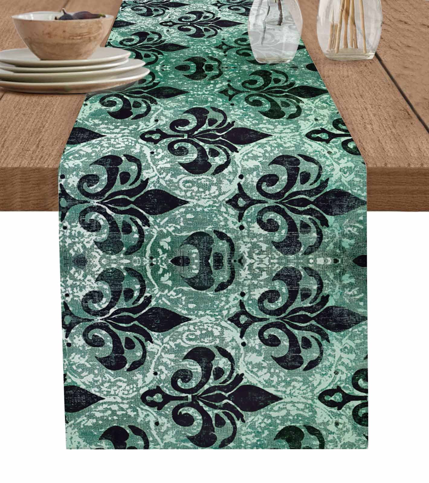 Boanket Vintage Floral Table Runner - 90 Inch Long, Kitchen Dining ...