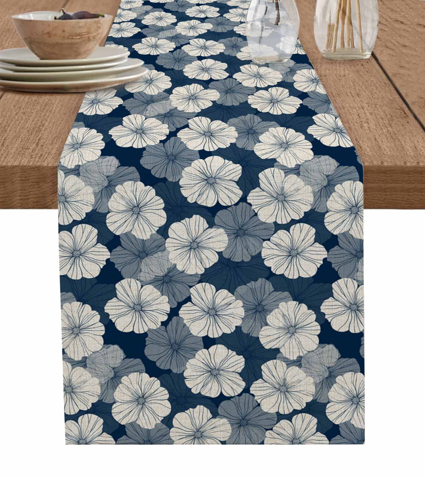 Boanket Vintage Flowers Table Runner - 90 Inch Long, Kitchen Dining ...