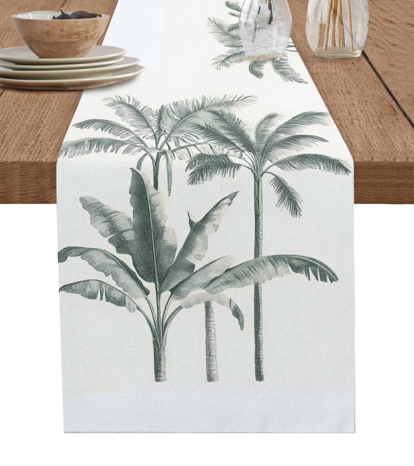 Boanket Vintage Palm Tree Table Runner - 108 Inch Long, Kitchen Dining ...