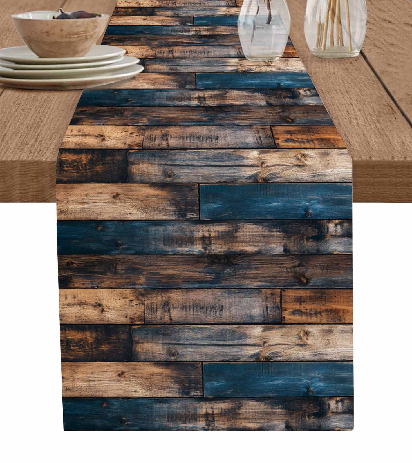 Boanket Vintage Wooden Table Runner - 60 Inch Long, Kitchen Dining ...