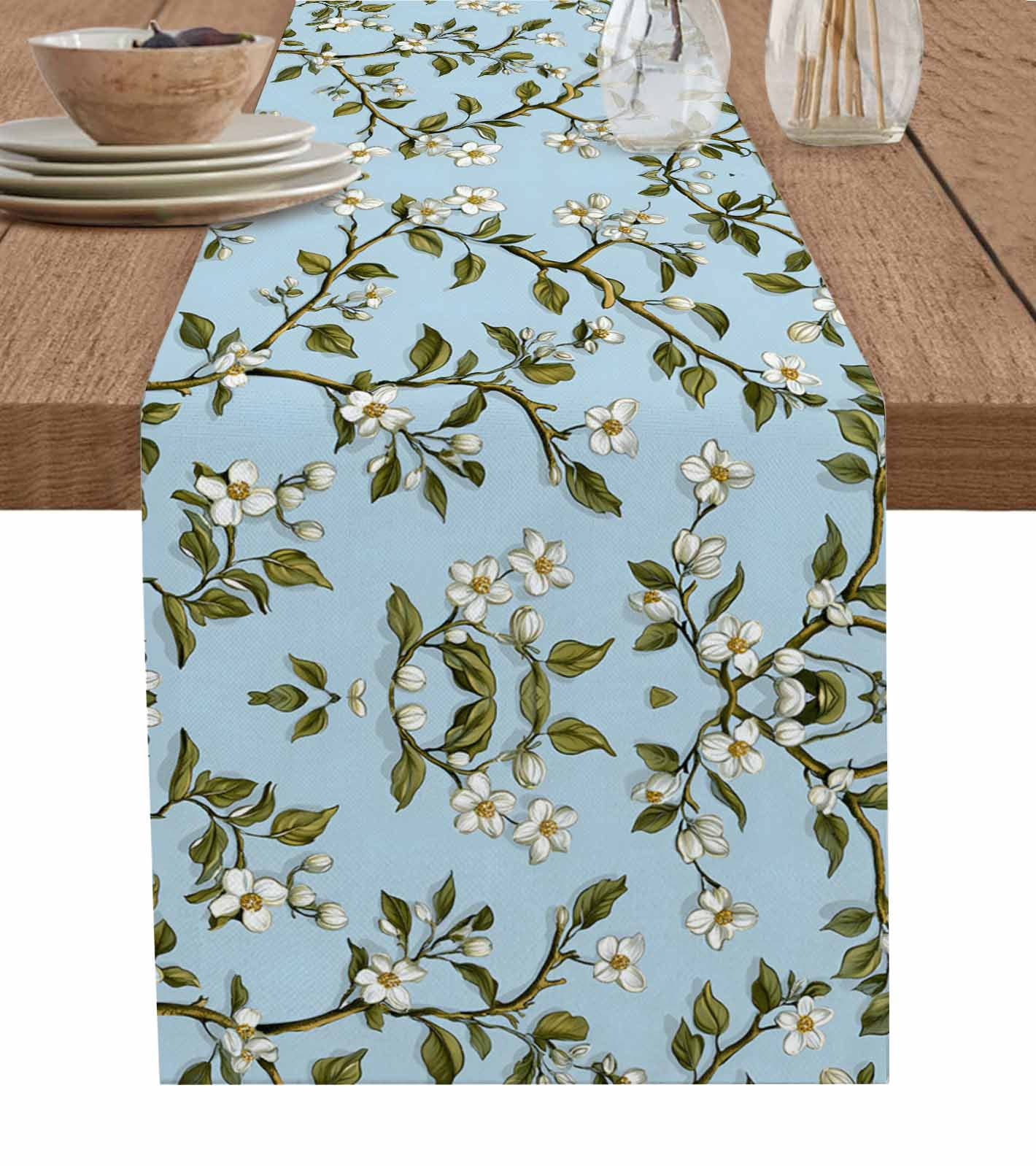 Boanket Watercolor Flower Table Runner - 120 Inch Long, Kitchen Dining ...