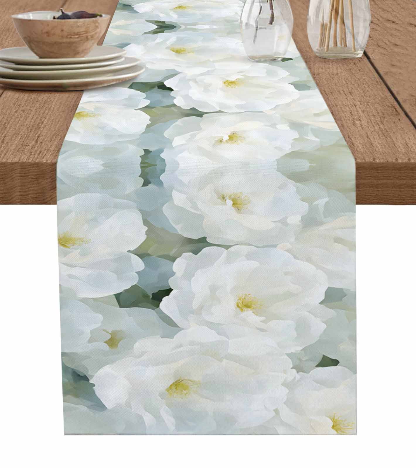 Boanket Watercolor Flower Table Runner - 72 Inch Long, Kitchen Dining ...