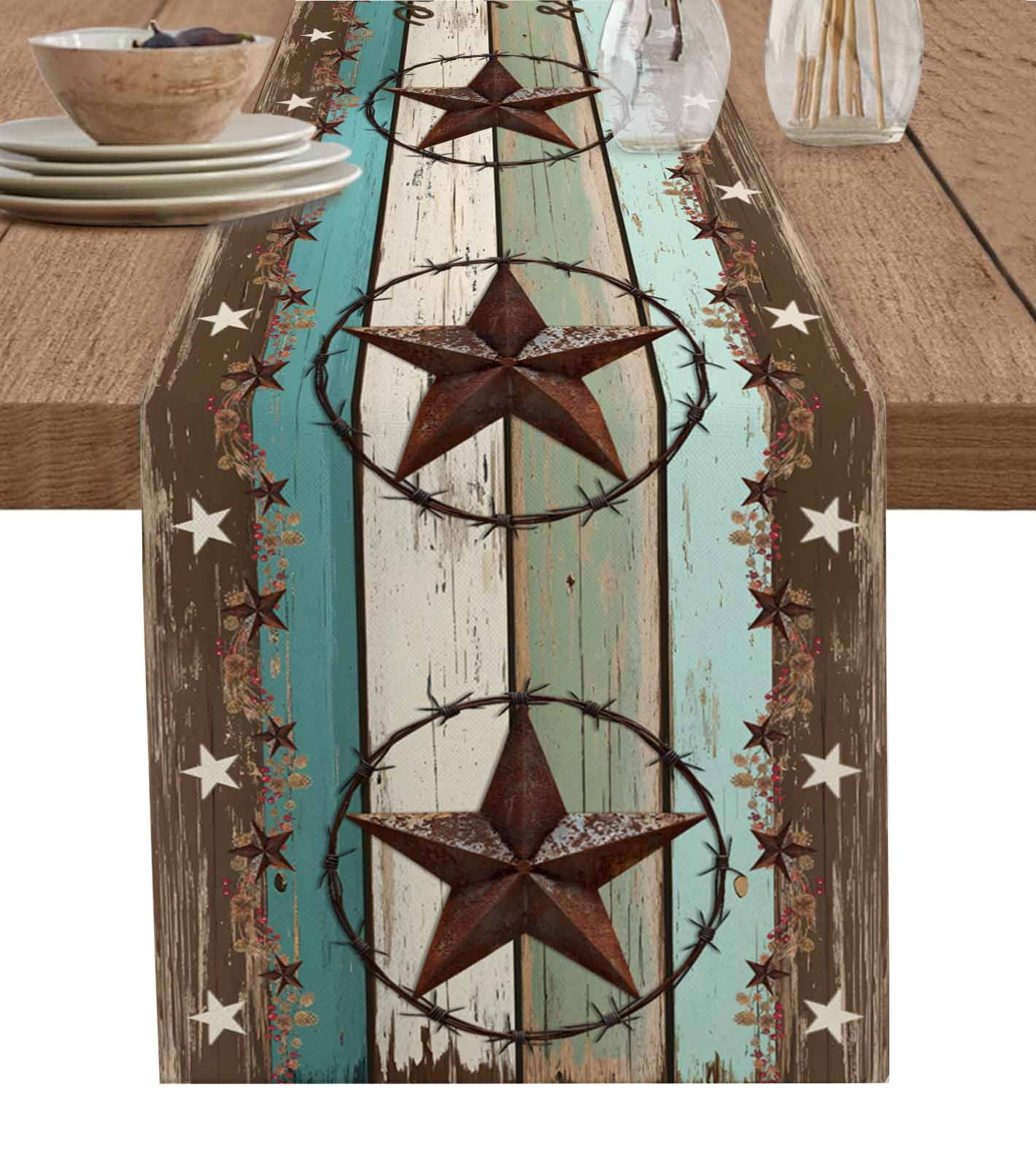 Boanket West Texas Star Rustic Table Runner - 120 Inch Long, Kitchen ...