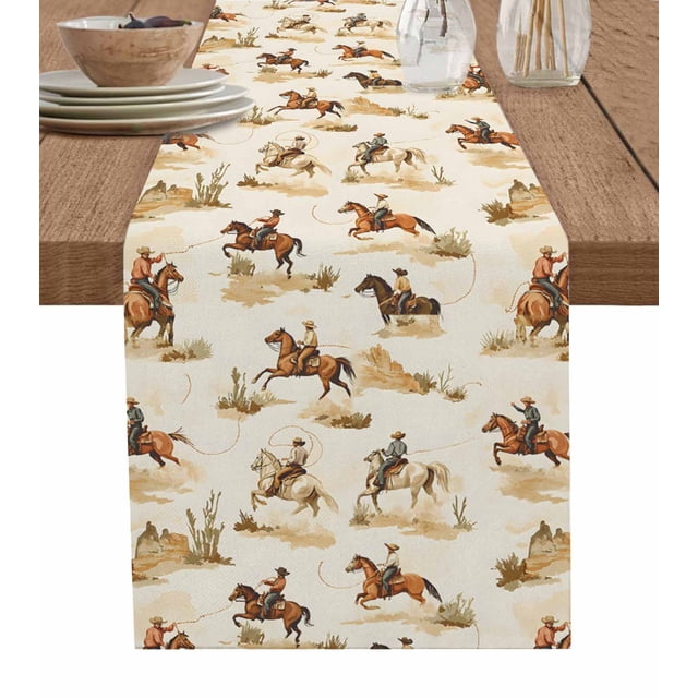 Boanket Western Cowboy Table Runner - 108 Inch Long, Kitchen Dining ...