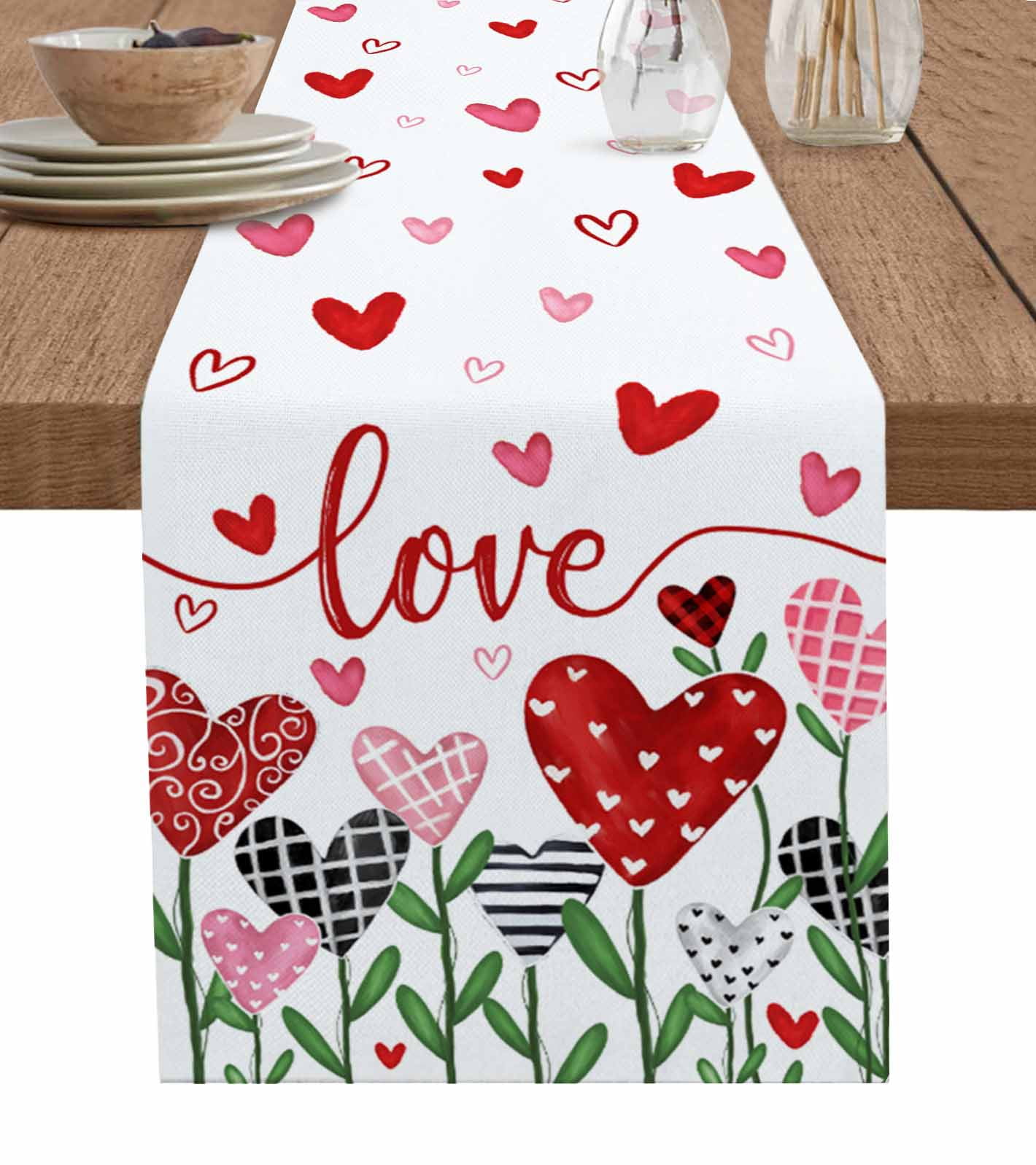 Boanket White Love, Table Runner - 120 Inch Long, Kitchen Dining Table ...