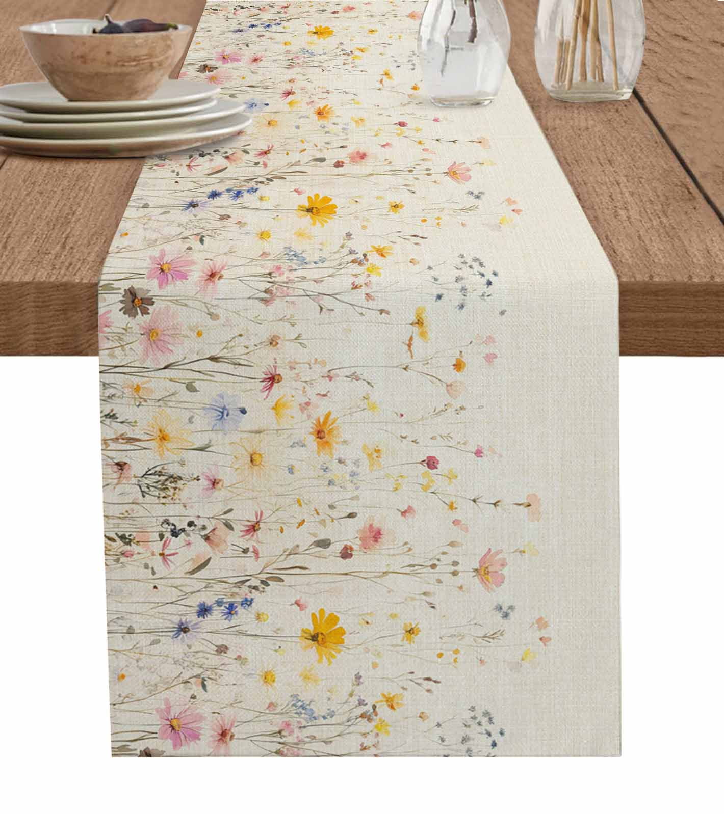 Boanket Wildflowers Blossom Table Runner - 90 Inch Long, Kitchen Dining ...