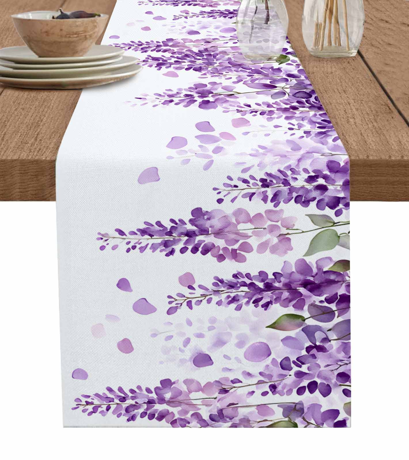 Boanket Wisteria Flowers Table Runner - 70 Inch Long, Kitchen Dining ...