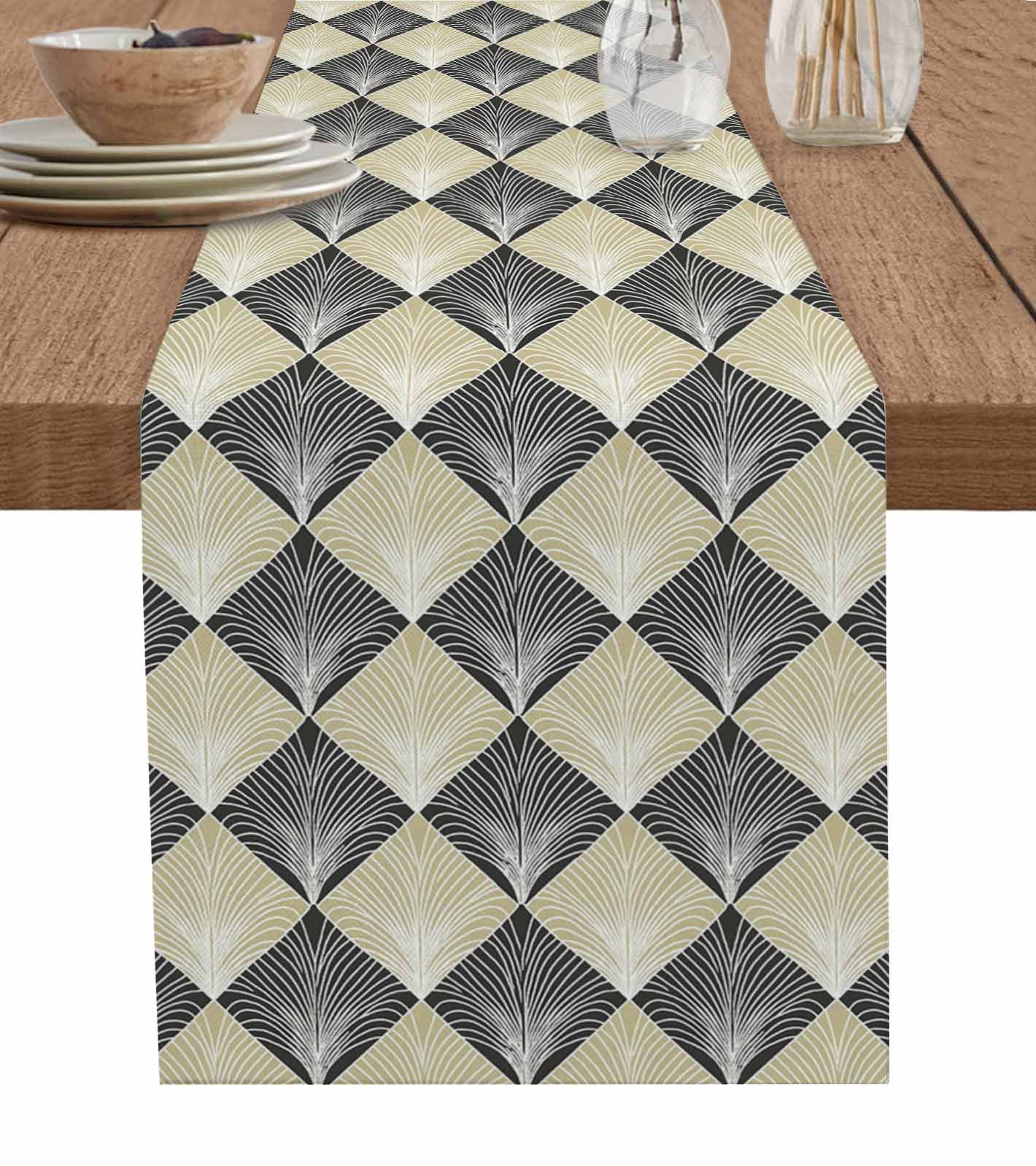 Boanket Yellow Black Table Runner - 120 Inch Long, Kitchen Dining Table ...