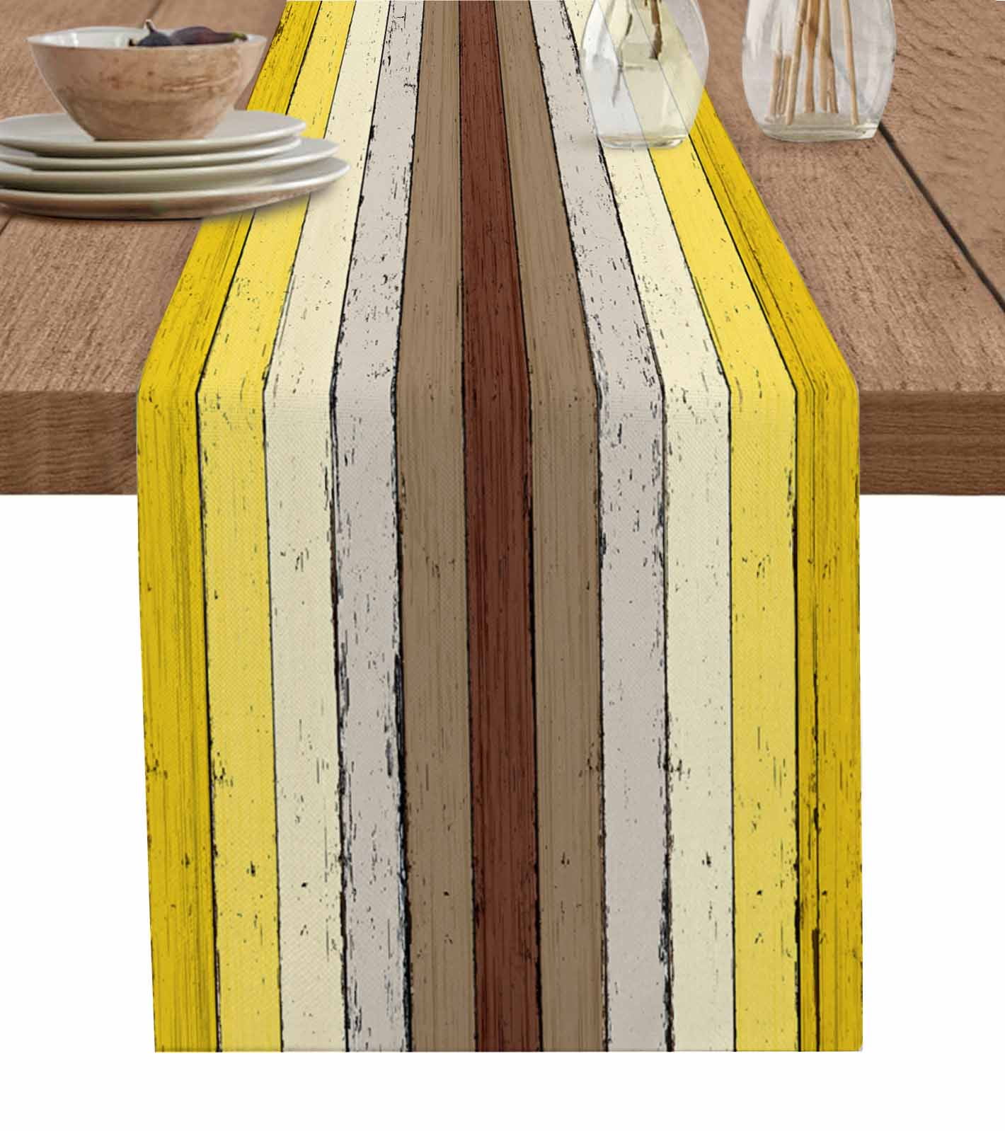 Boanket Yellow Brown Table Runner - 36 Inch Long, Kitchen Dining Table ...