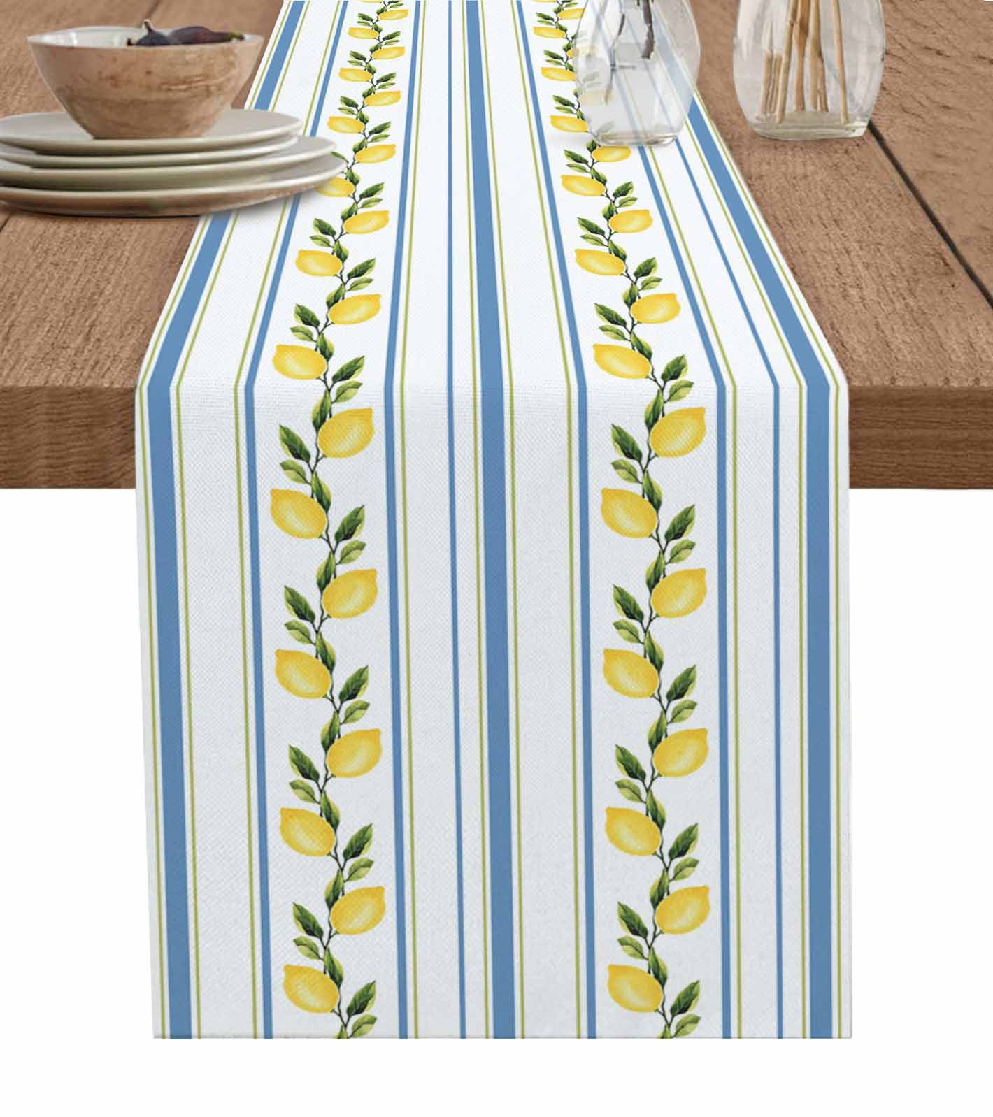 Boanket Yellow Lemon Table Runner - 120 Inch Long, Kitchen Dining Table ...