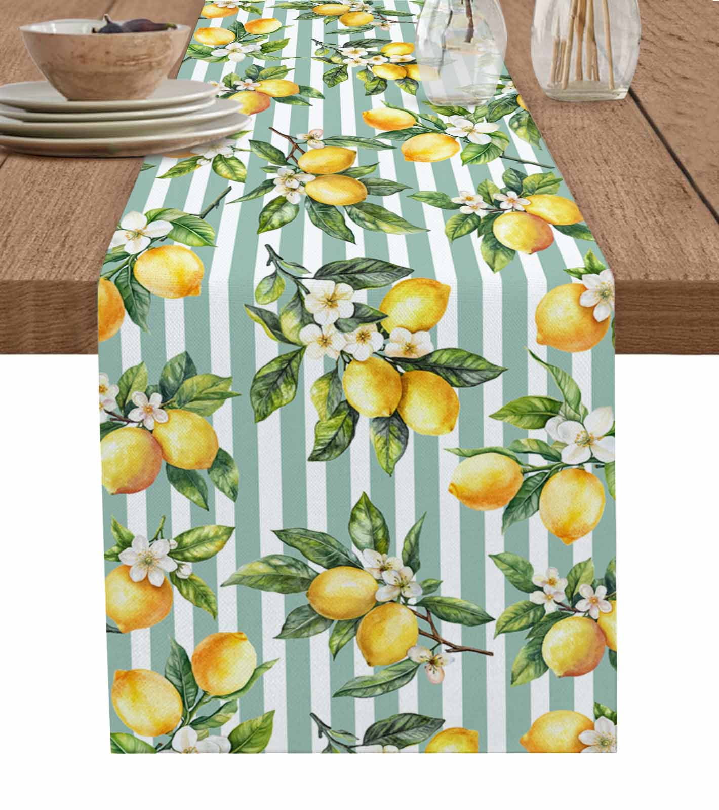 Boanket Yellow Lemon Table Runner - 48 Inch Long, Kitchen Dining Table Runner Dresser Scarves ...