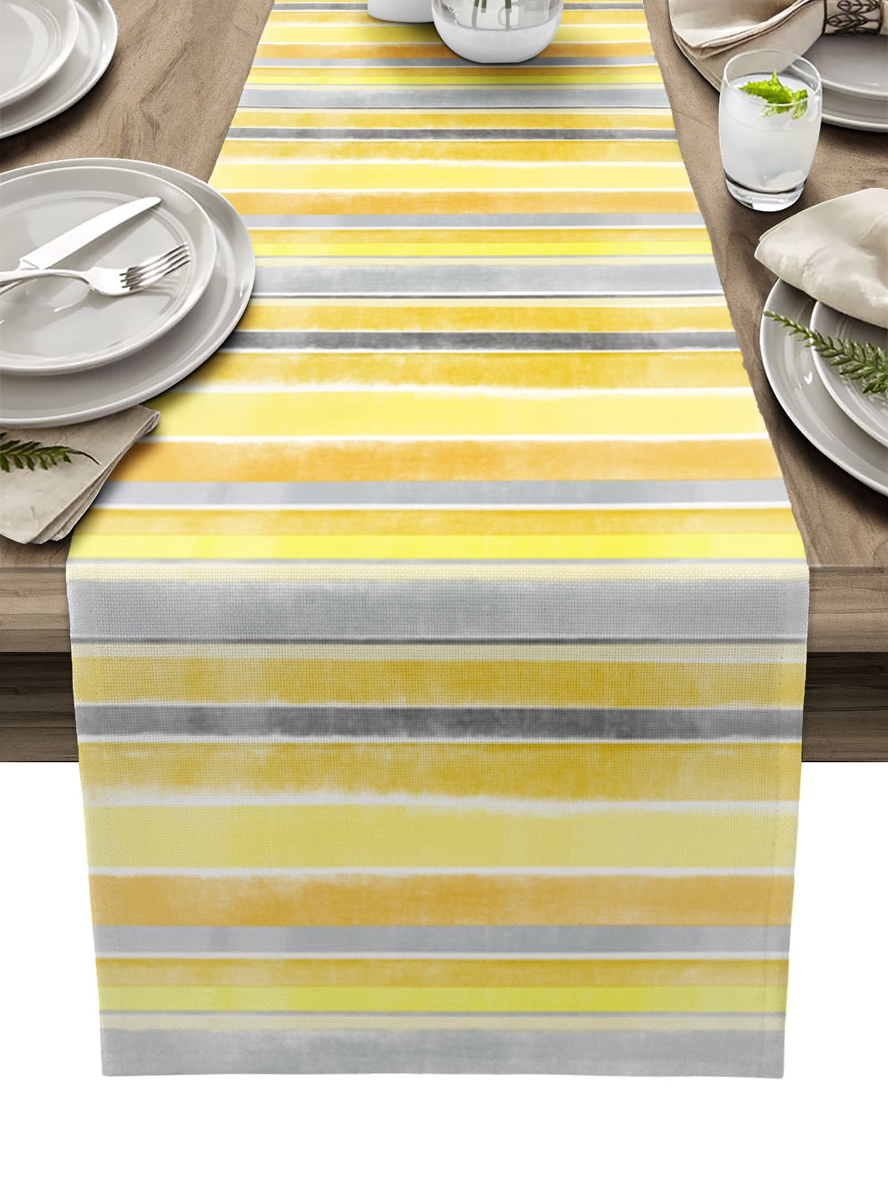 Boanket Yellow Nordic Style Stripes Table Runner - 90 Inch Long ...